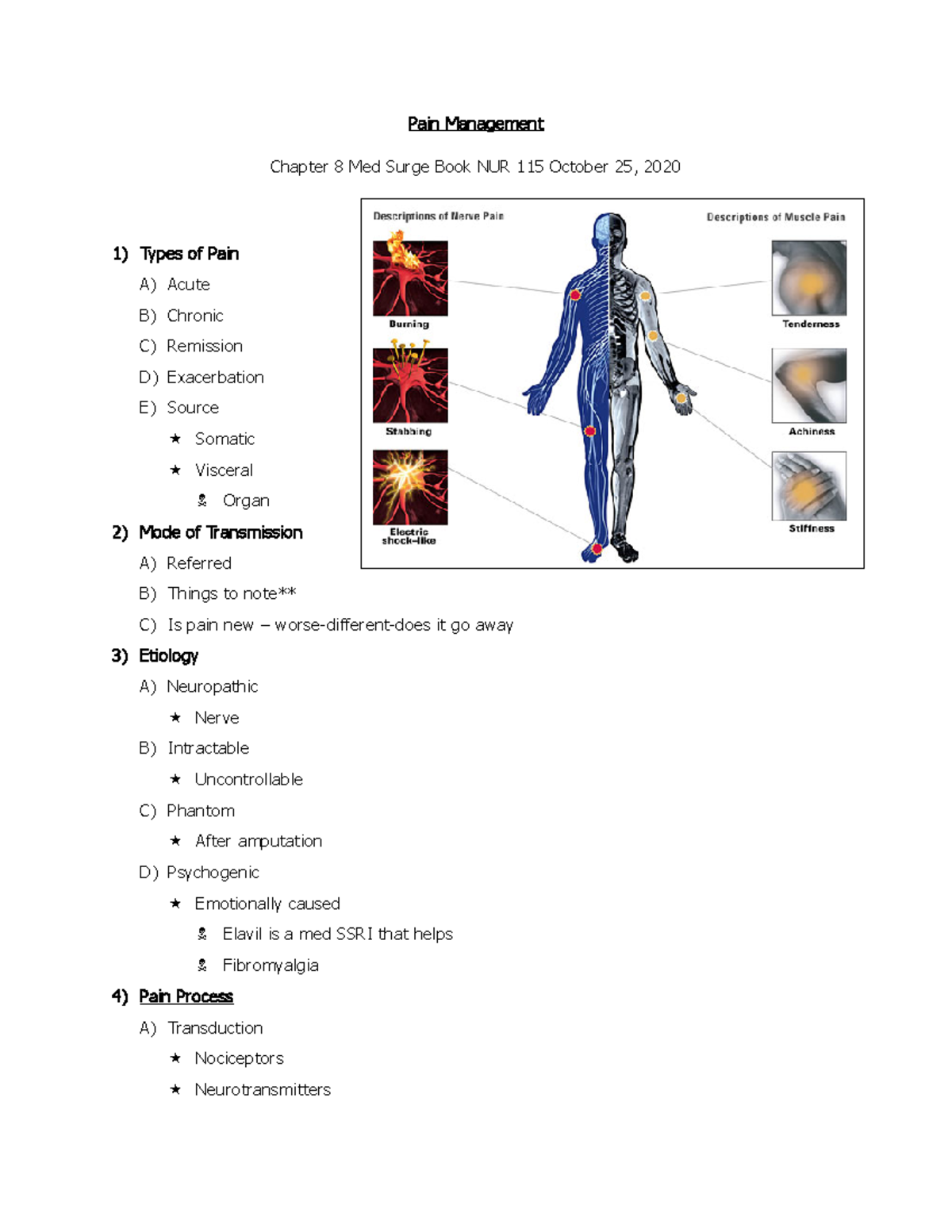 Pain Managment Notes - Pain management for surgery and trauma - Pain ...