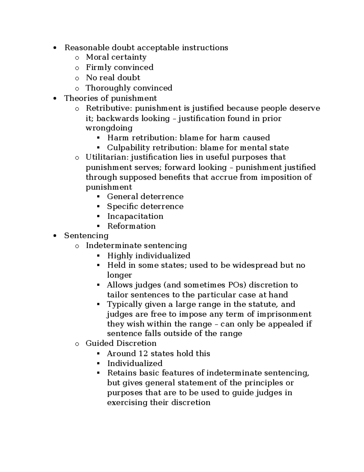 Criminal Law - Scott - Reasonable doubt acceptable instructions o Moral ...