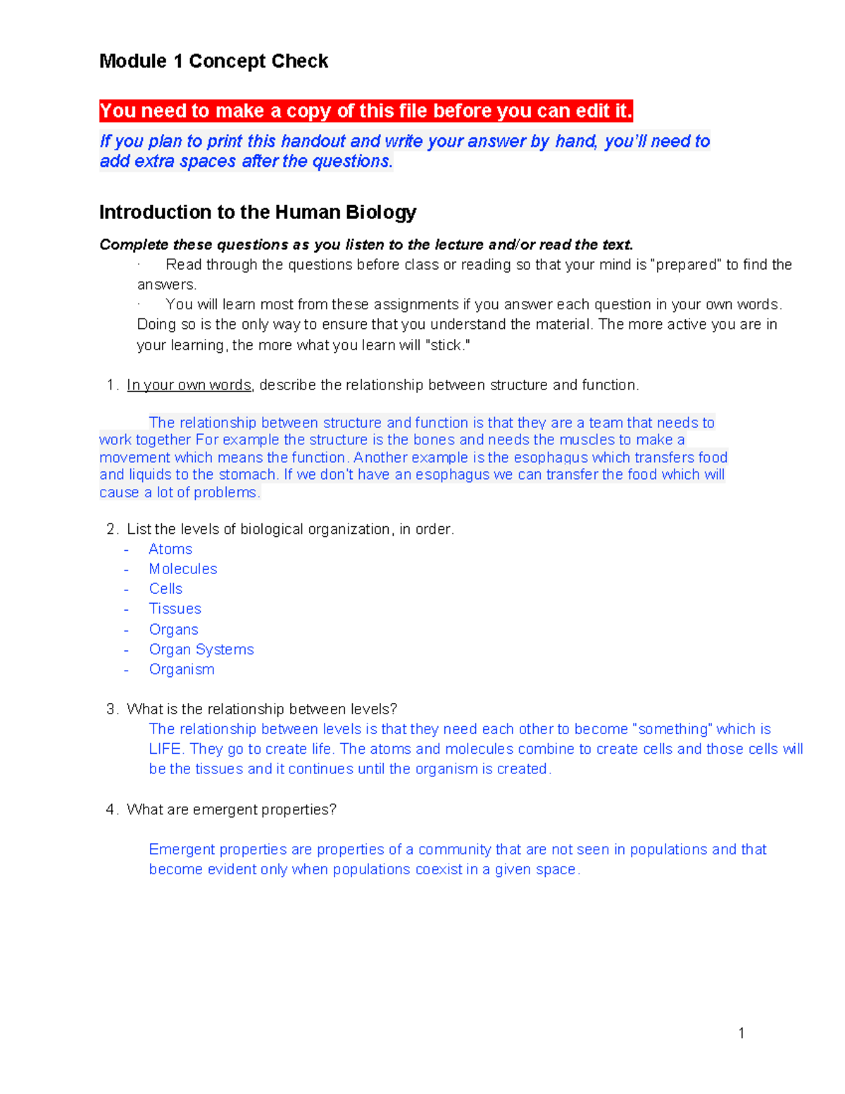 Homework Bio 1 - You need to make a copy of this file before you can ...