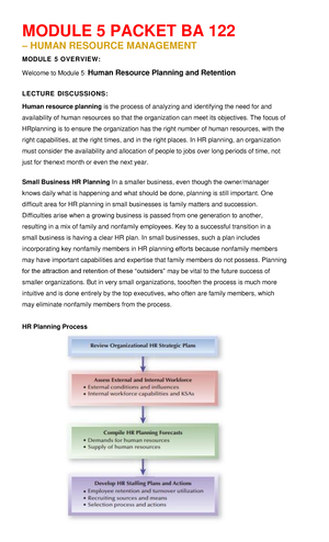 Module 1 Packet BA 122- edit - MODULE 1 PACKET BA 122 HUMAN RESOURCE ...