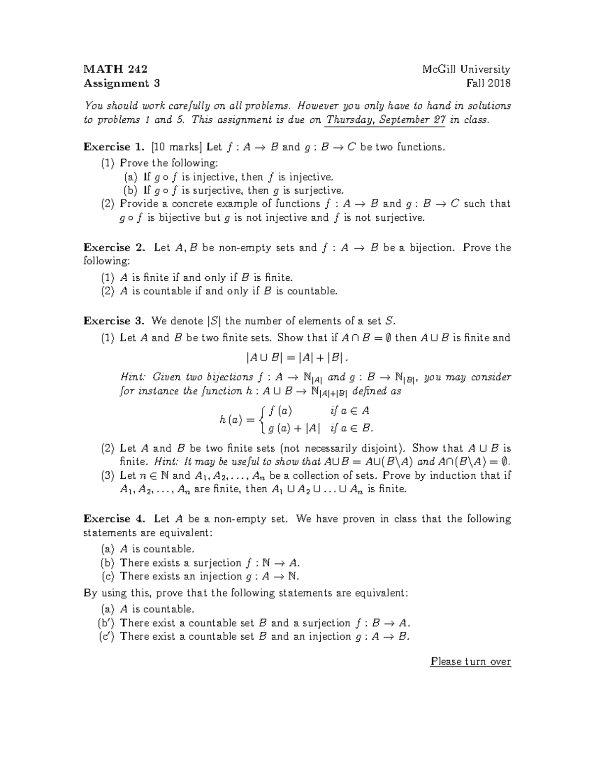 F18 Math242Assignment 3 - MATH 242 Assignment 3 McGill University Fall ...