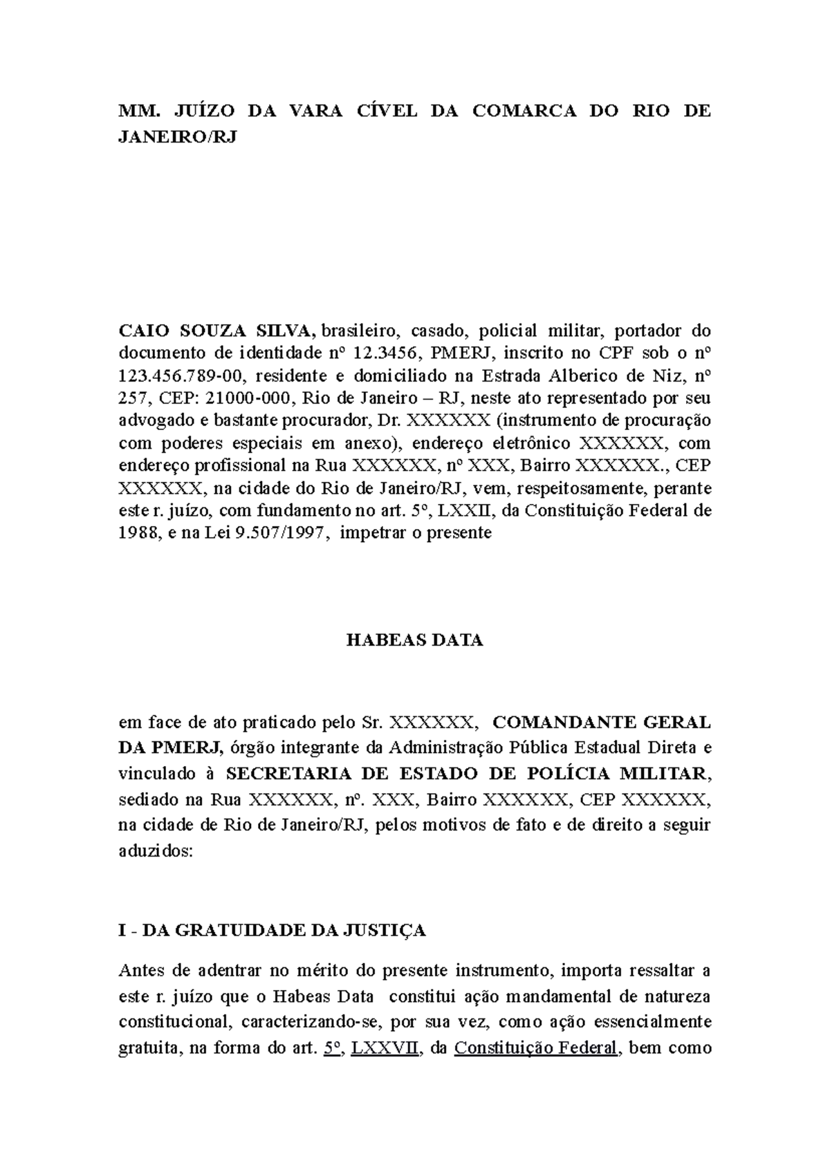 Habeas DATA - Versão Final - MM. JUÍZO DA VARA CÍVEL DA COMARCA DO RIO ...