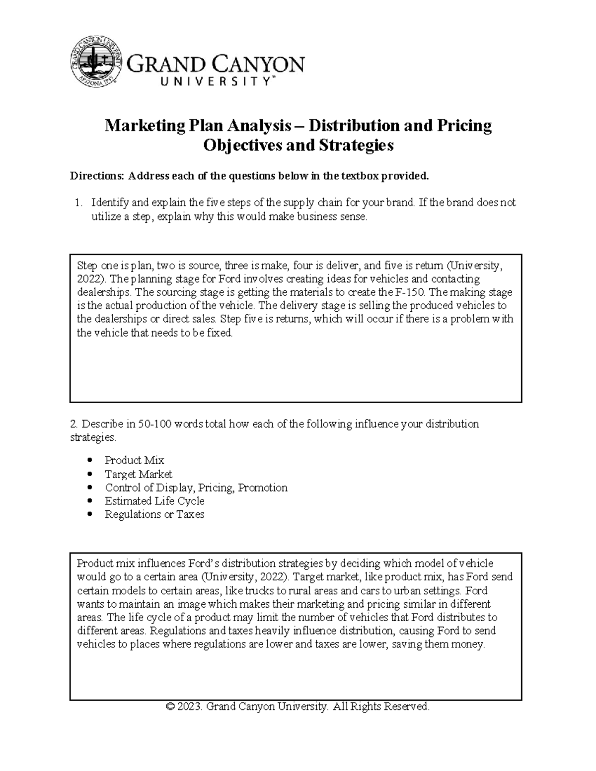 MKT 315 RS T5 Marketing Plan Analysis Distribution and Pricing ...