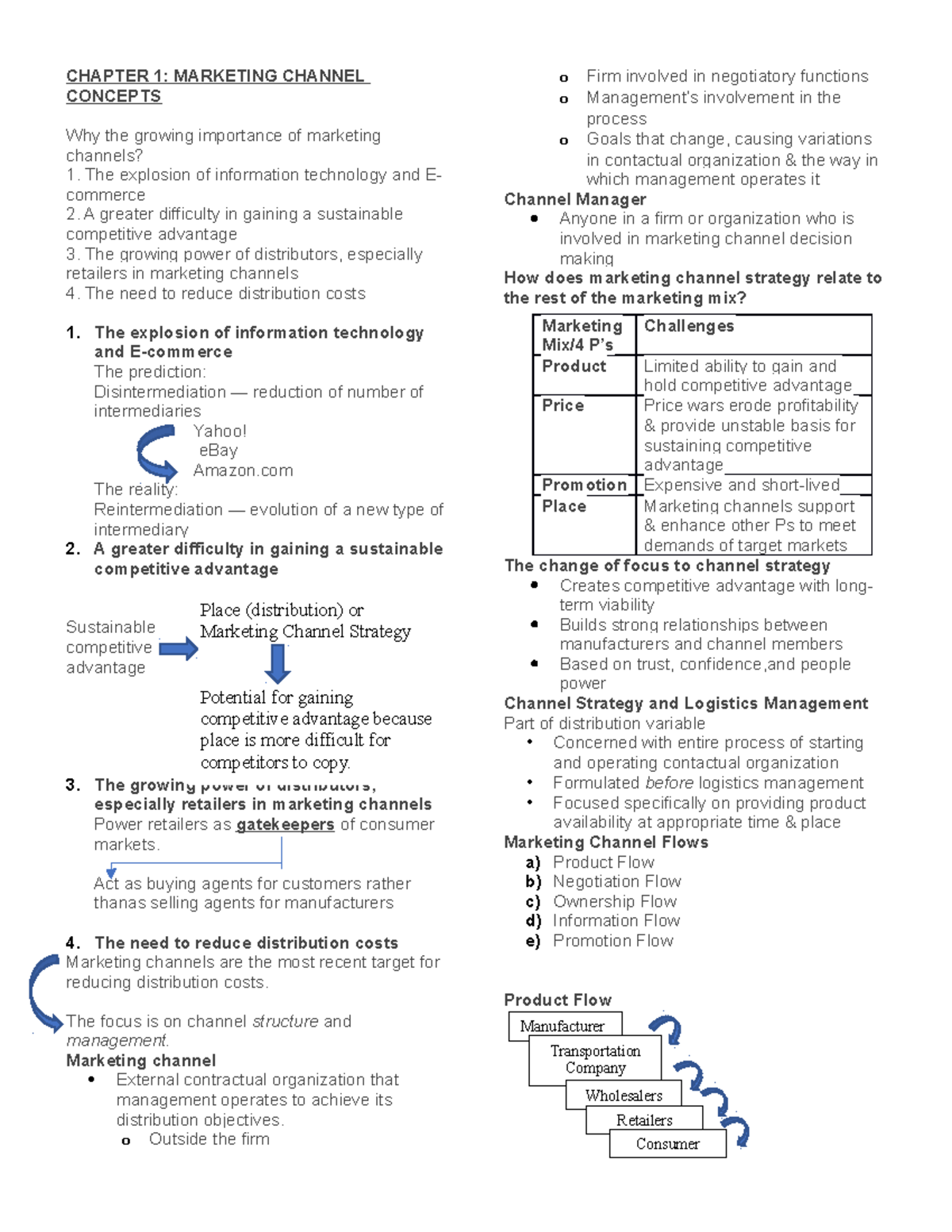Distribution-M-Prelim - CHAPTER 1: MARKETING CHANNEL CONCEPTS Why the ...