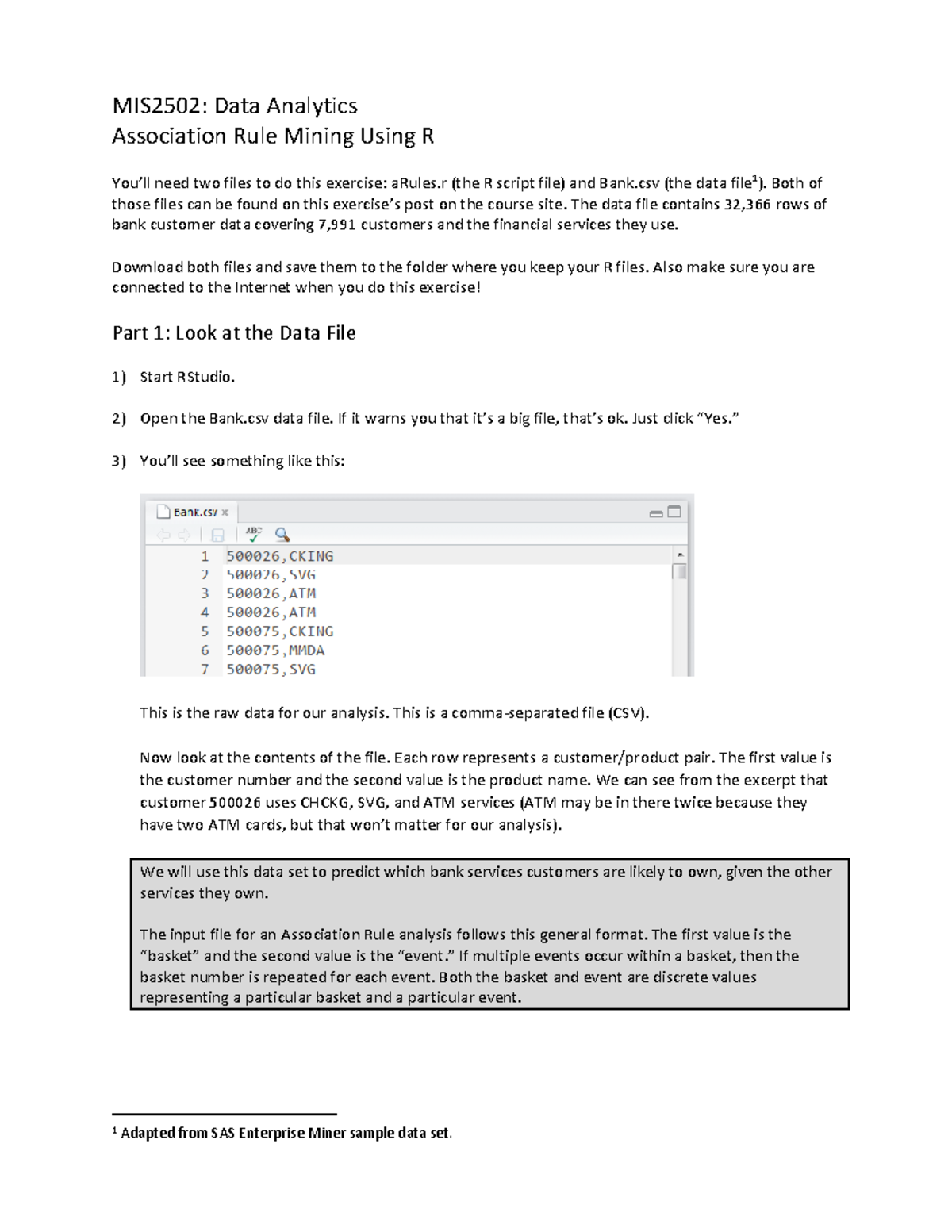 In-Class Exercise #15 - Association Rule Mining Using R - Warning: TT ...