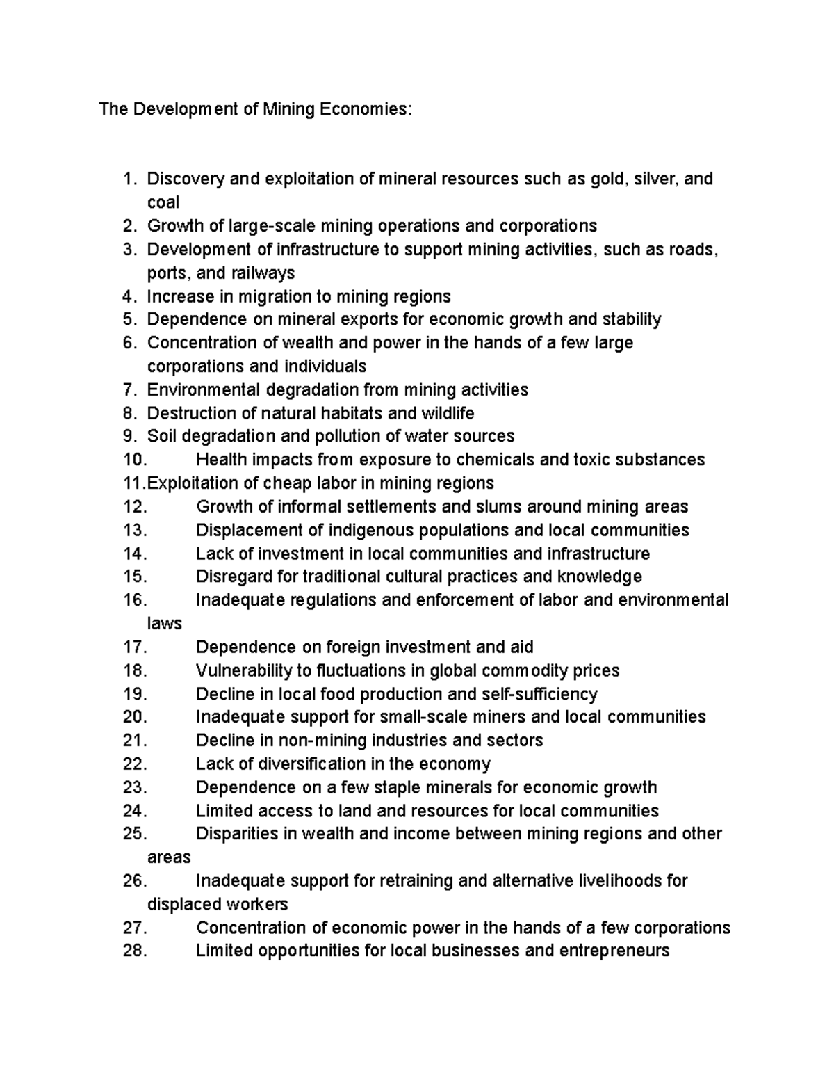 The Development of Mining Economies - The Development of Mining ...