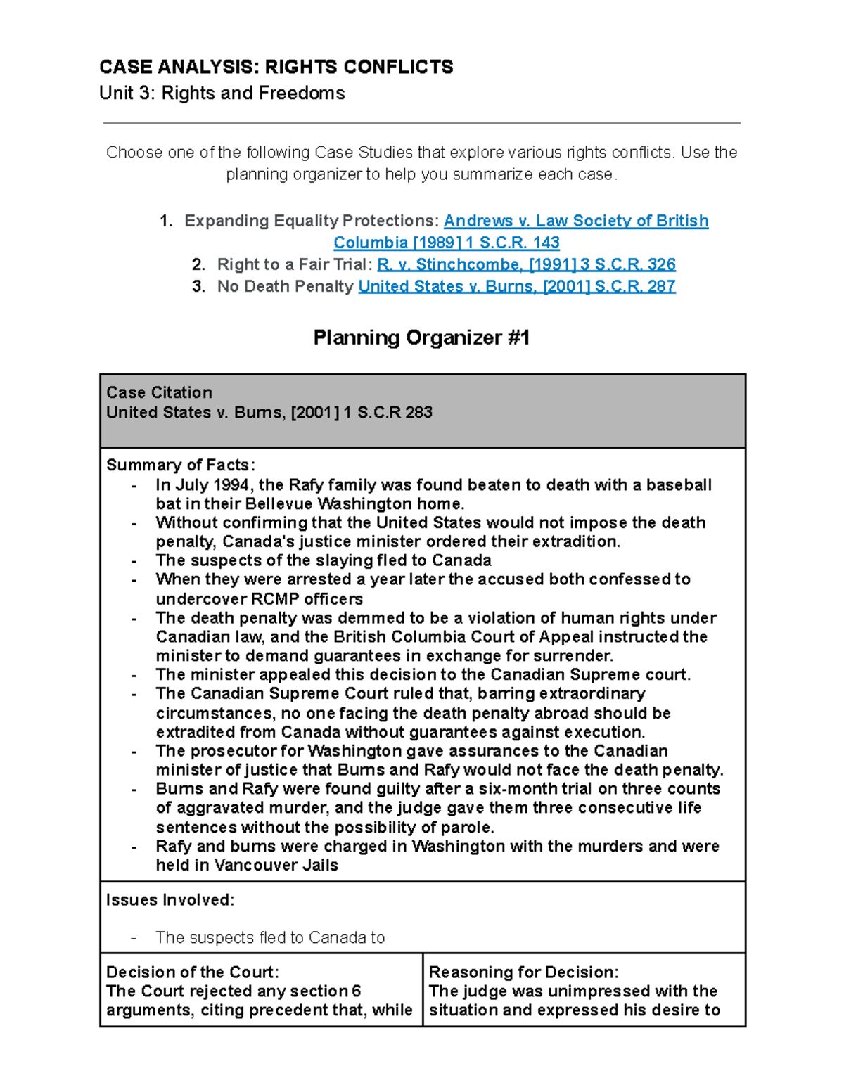 CASE Study Rights Conflicts - CASE ANALYSIS: RIGHTS CONFLICTS Unit 3 ...