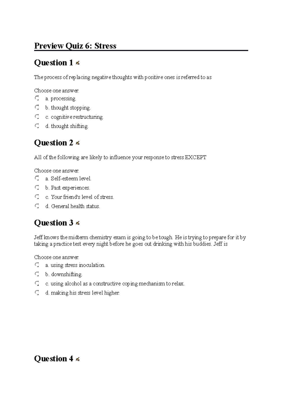 Preview Quiz 6: Stress - Health Behaviour - Preview Quiz 6: Stress ...