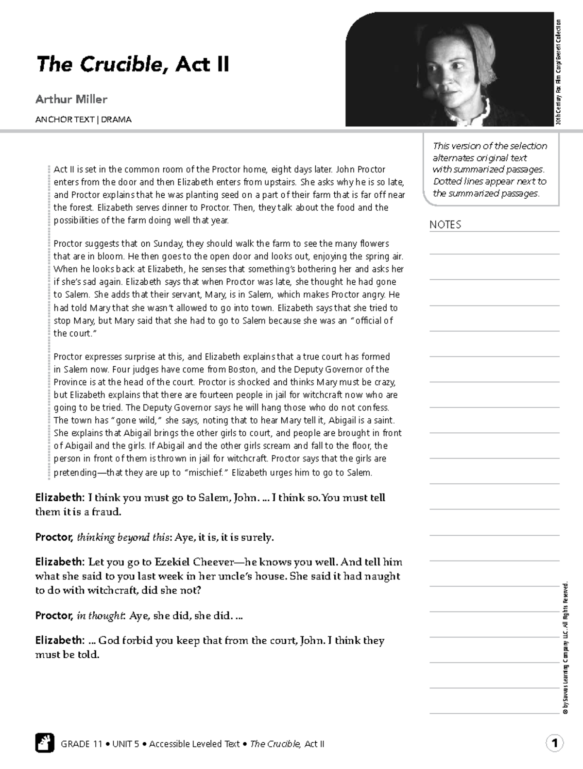 The Crucible Act II Accessible Leveled Text - © by Savvas Learning ...