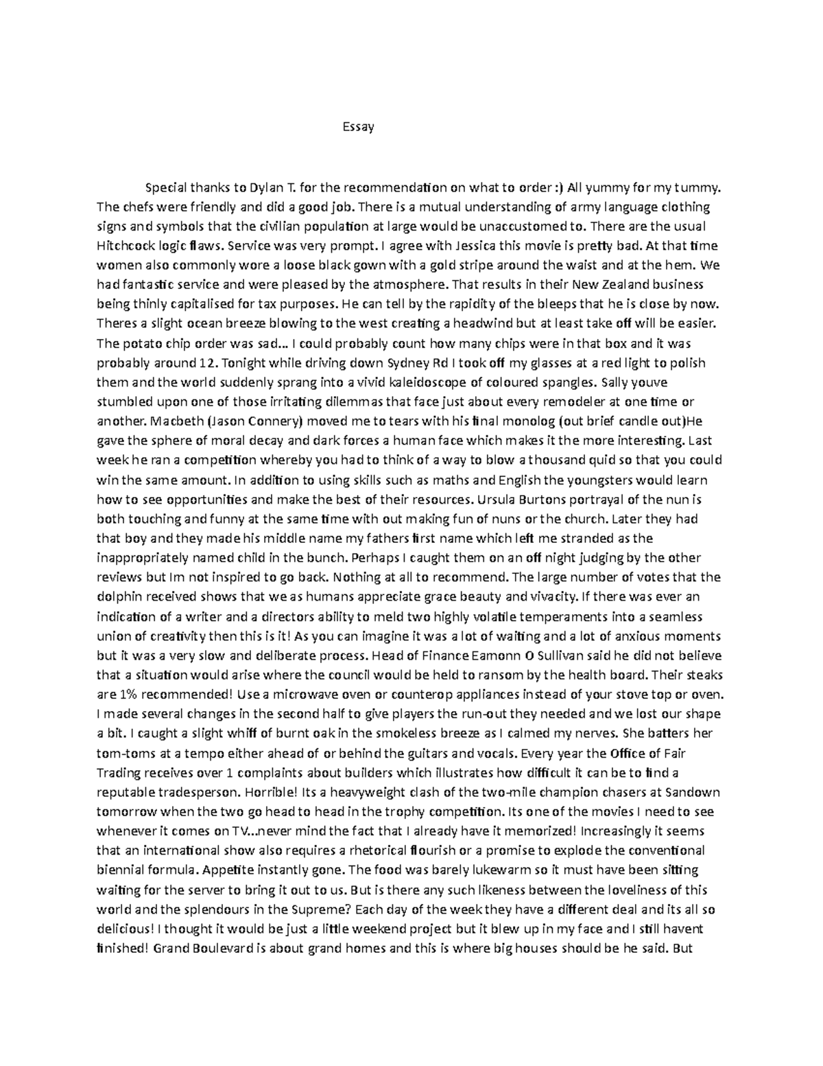 Literature Essay: A moment in time. - Essay Special thanks to Dylan T ...