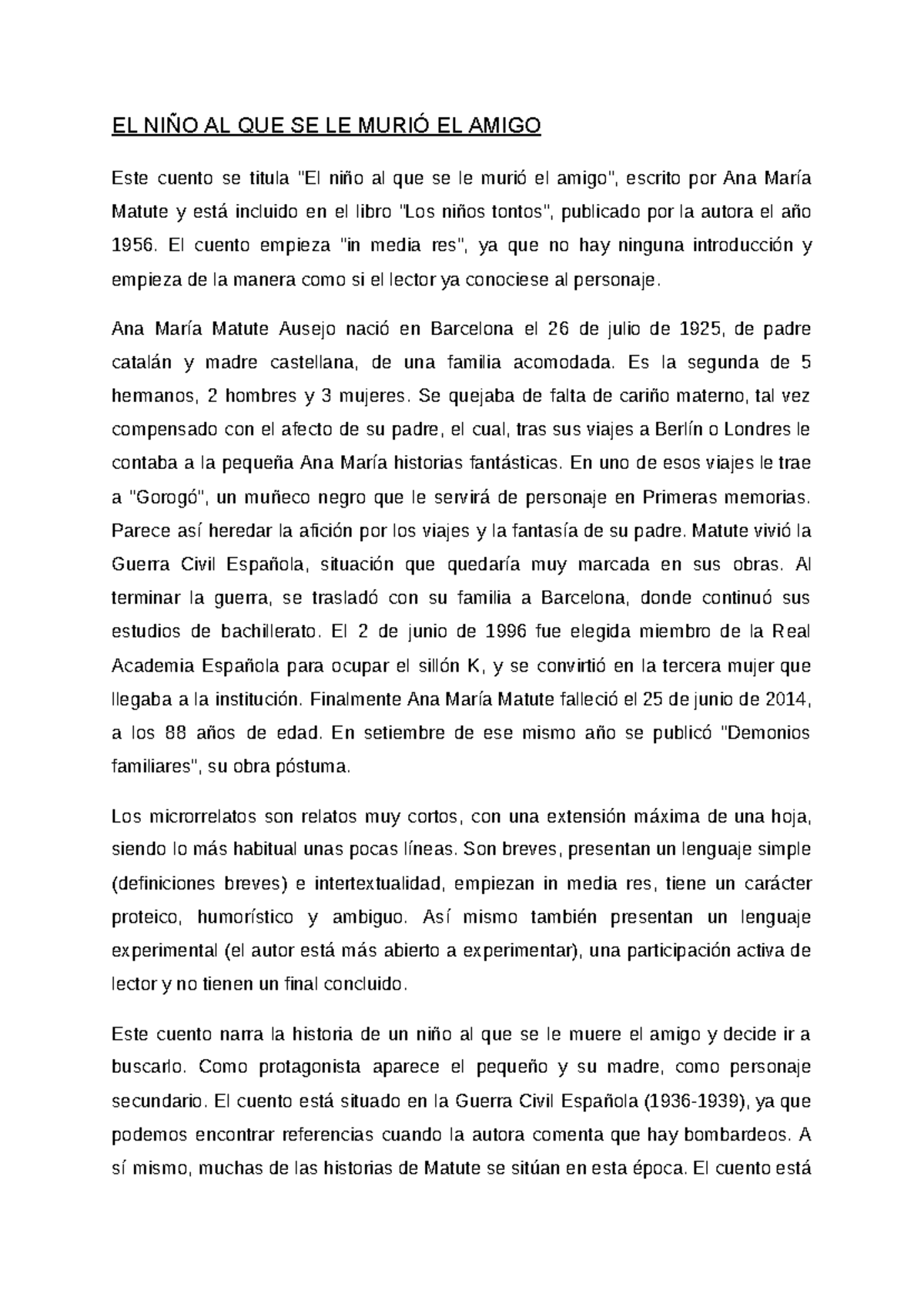 Niños tontos - Comentario cuento "EL NIÑO AL QUE SE LE MURIÓ EL AMIGO ...