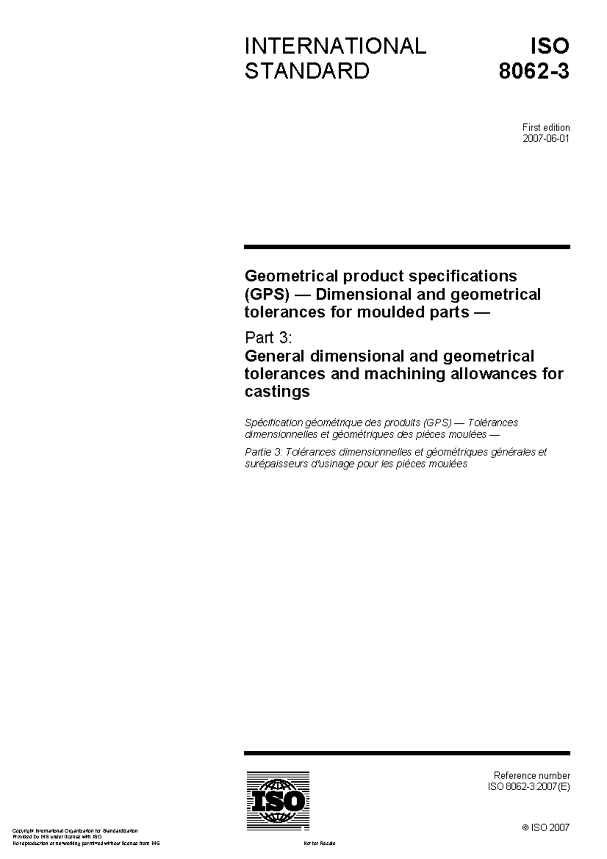 Tolerancias Dimensionales ISO-8062-3 - Reference number ISO 8062-3:2007(E) © ISO 2007 ...