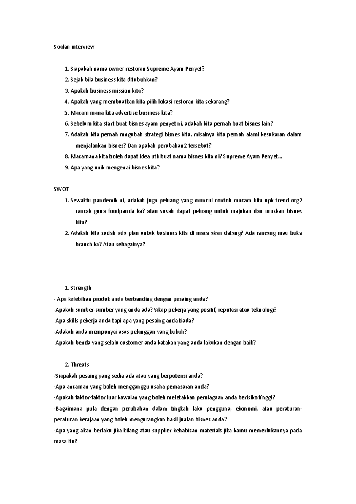Soalan interview - Soalan interview Siapakah nama owner restoran ...