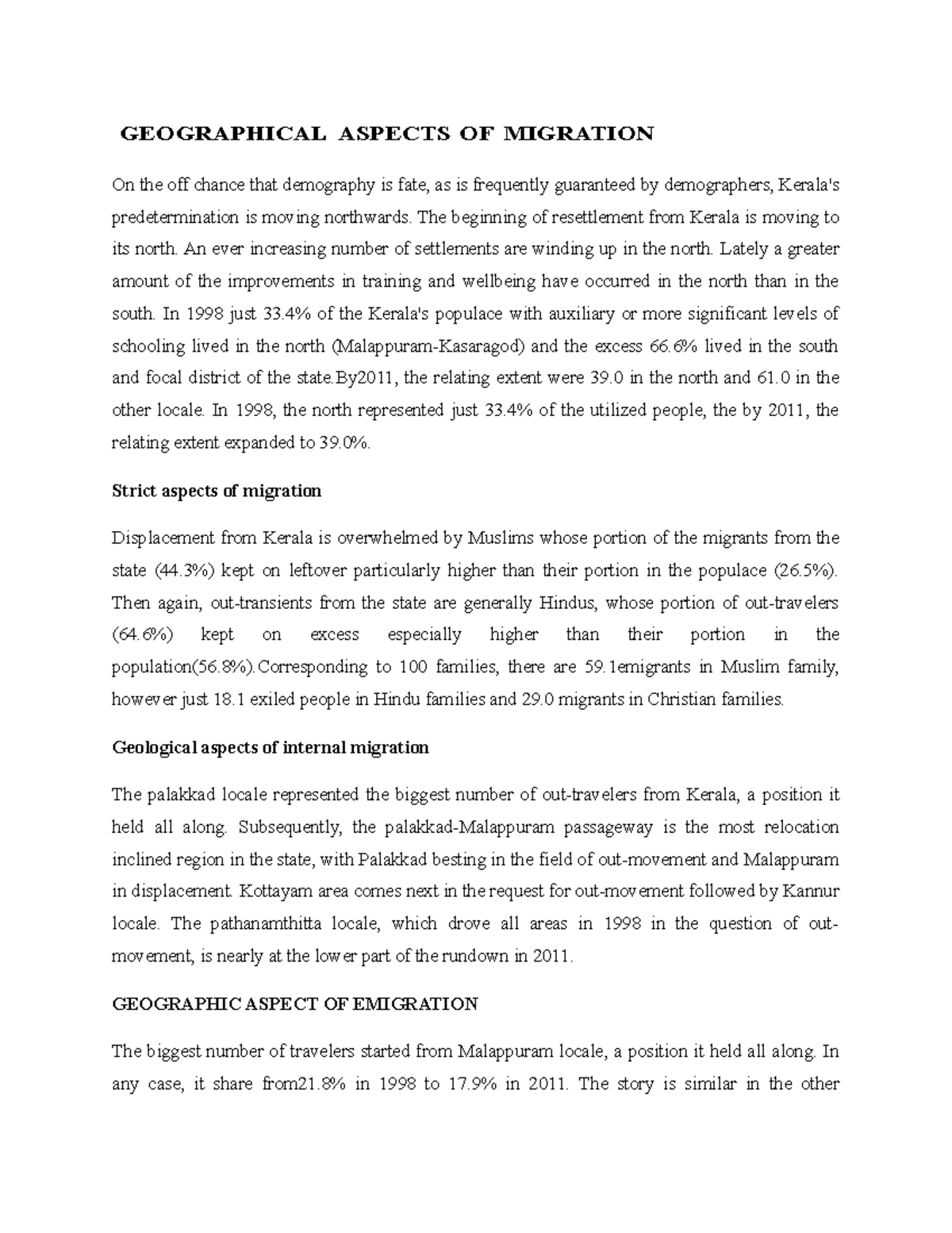 Geographical Aspects of Migration - GEOGRAPHICAL ASPECTS OF MIGRATION ...
