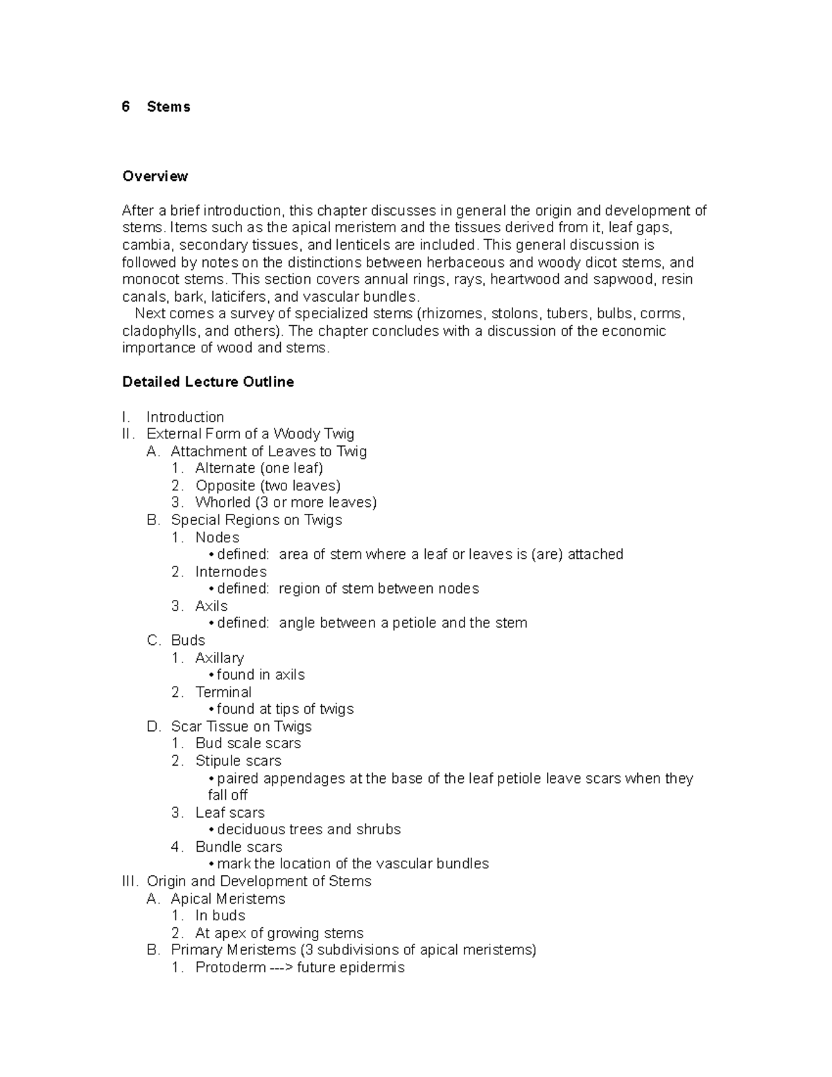 Ch06 Stems - 6 Stems Overview After a brief introduction, this chapter ...