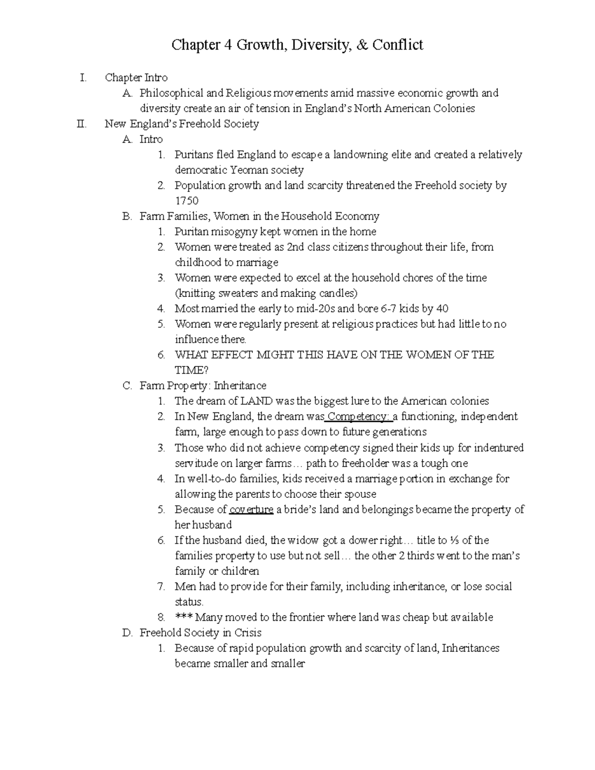 4-1 Notes - Chapter 4 Growth, Diversity, & Conflict I. Chapter Intro A ...