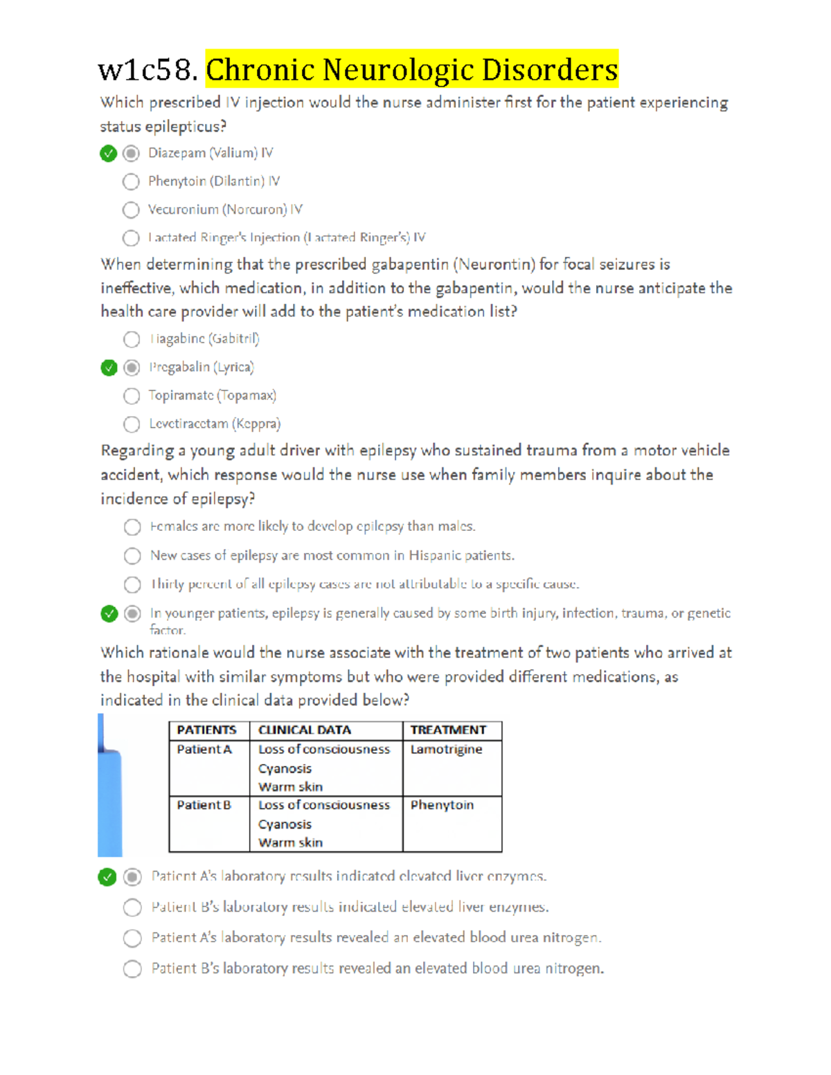 W1c58. Chronic Neurologic Disorders - NURS 271 - w1c58. Chronic ...