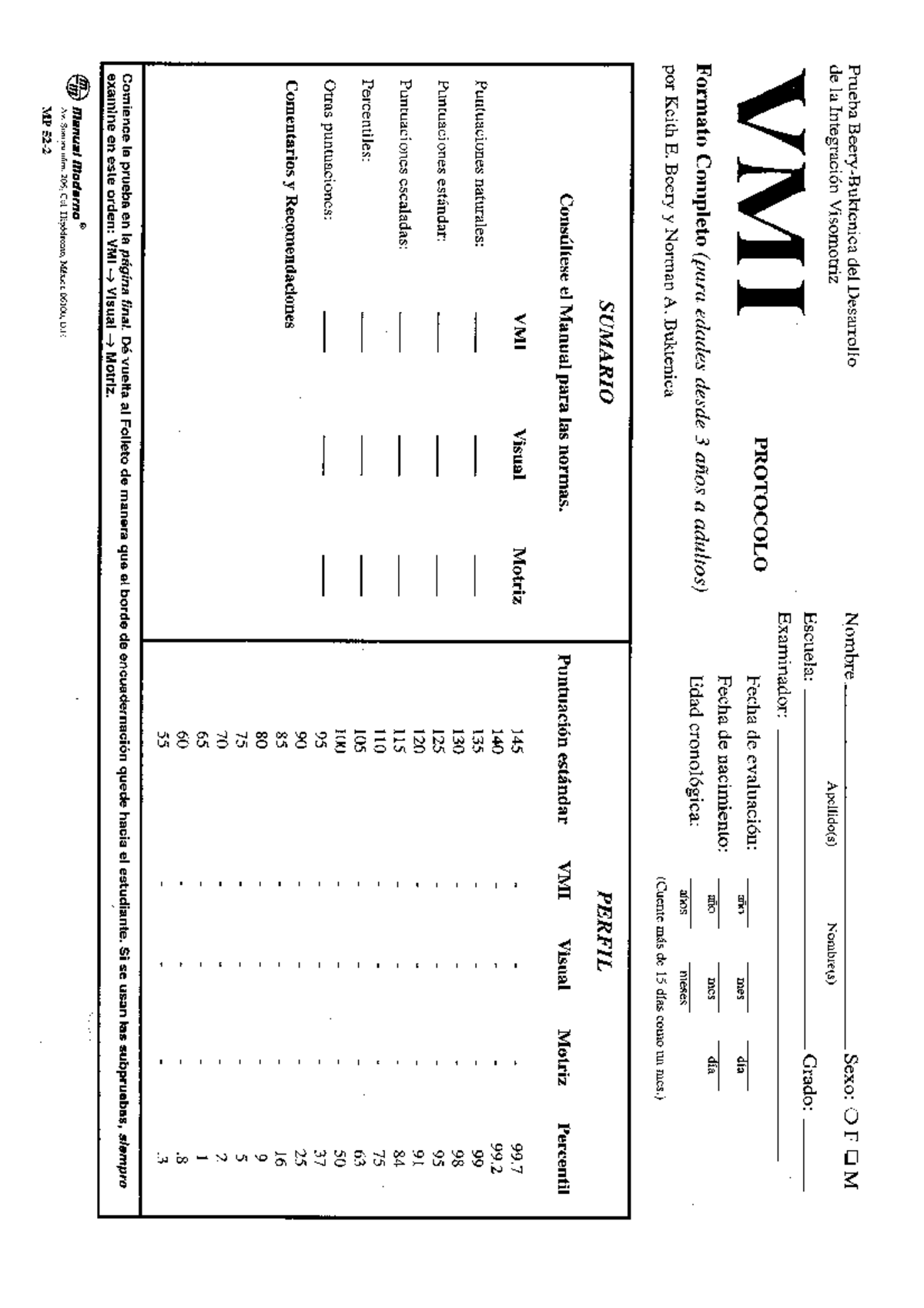 VMI Completo-1 - VMI COMPLETO - Teoría y Técnica de Exploración y Diagnóstico Psicológico ...