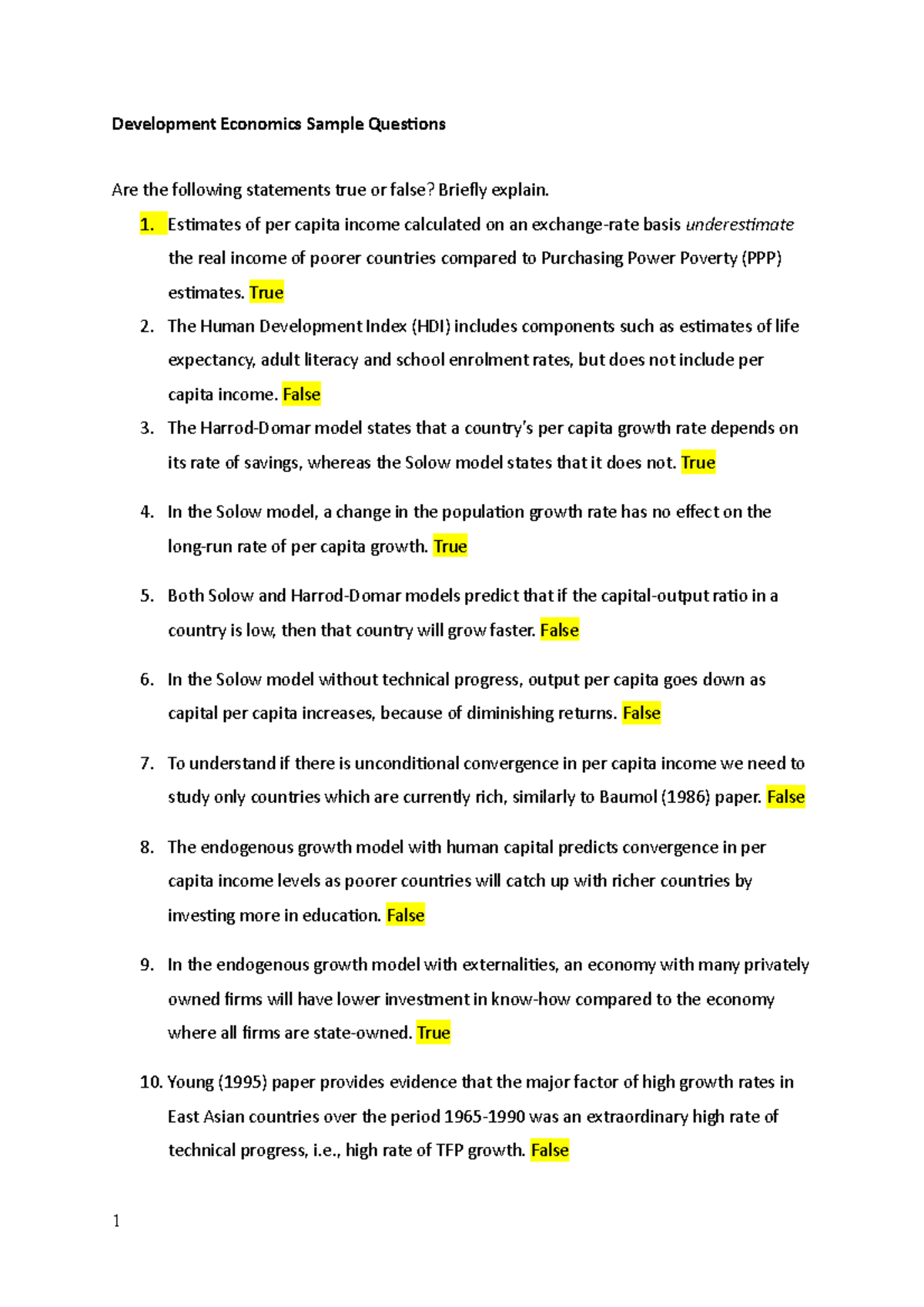 Sample/practice exam 30 May 2019, questions and answers - Development ...