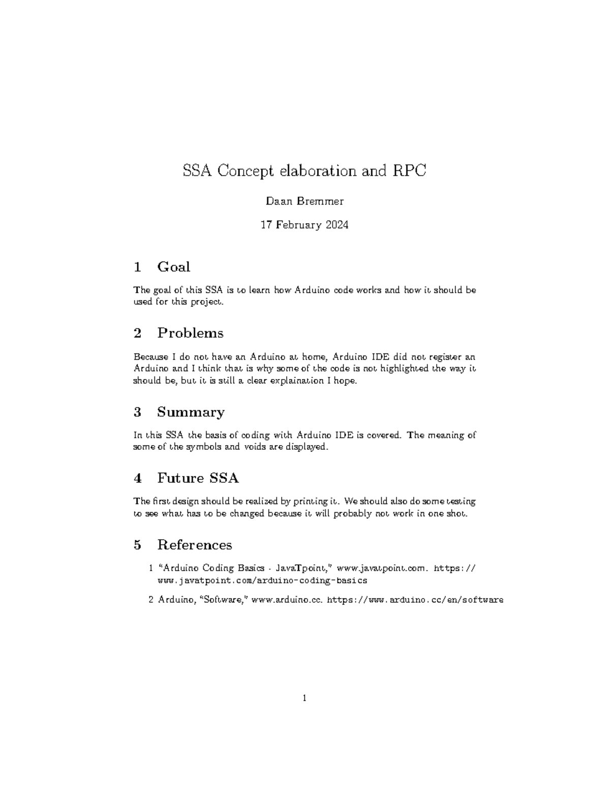 SSA 3 learning Arduino Code - SSA Concept elaboration and RPC Daan ...