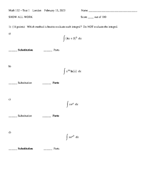 Math 132 Quiz 5 - Math 132 Quiz 5. Spring Semester Professor London ...