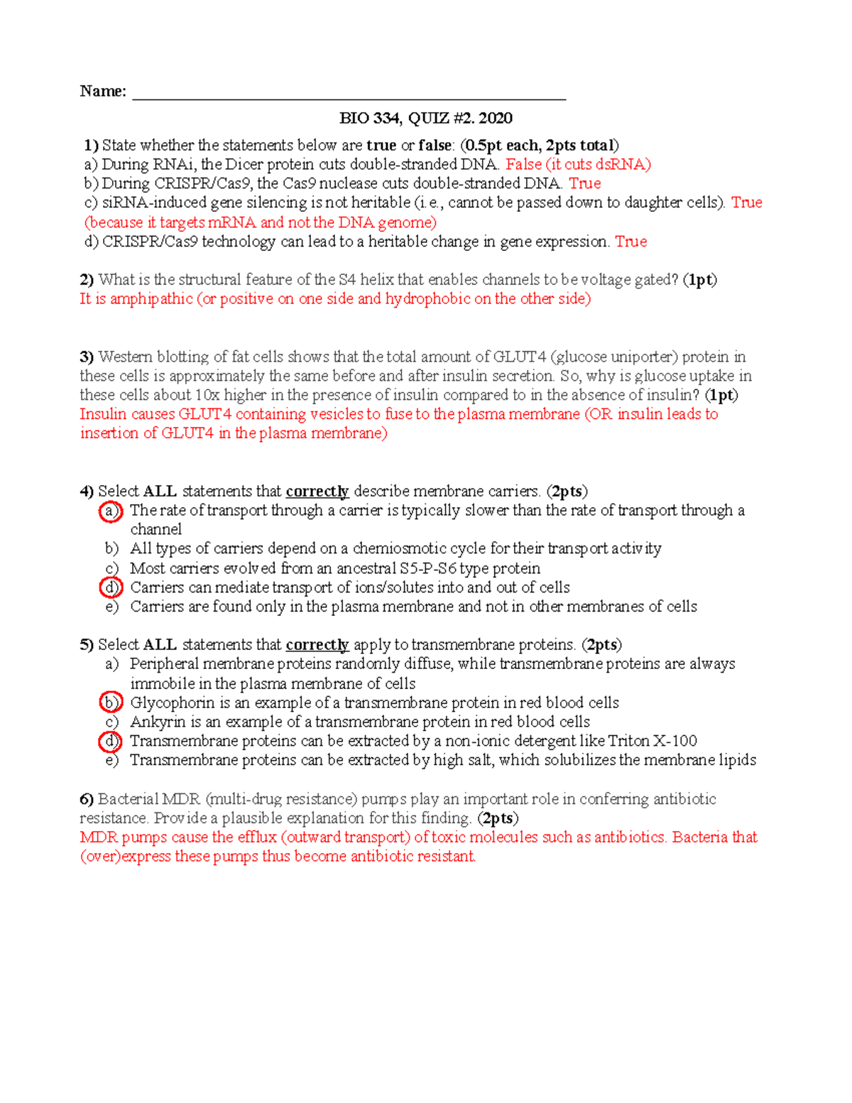 Quiz2 2020 key - Quiz 2 key with questions and answers from Cell ...