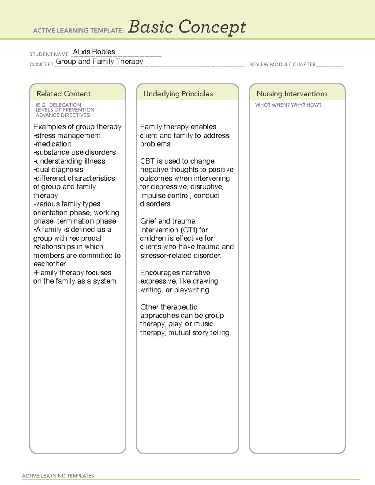 Basic concept restricted - NURS 340 - ACTIVE LEARNING TEMPLATES Basic ...