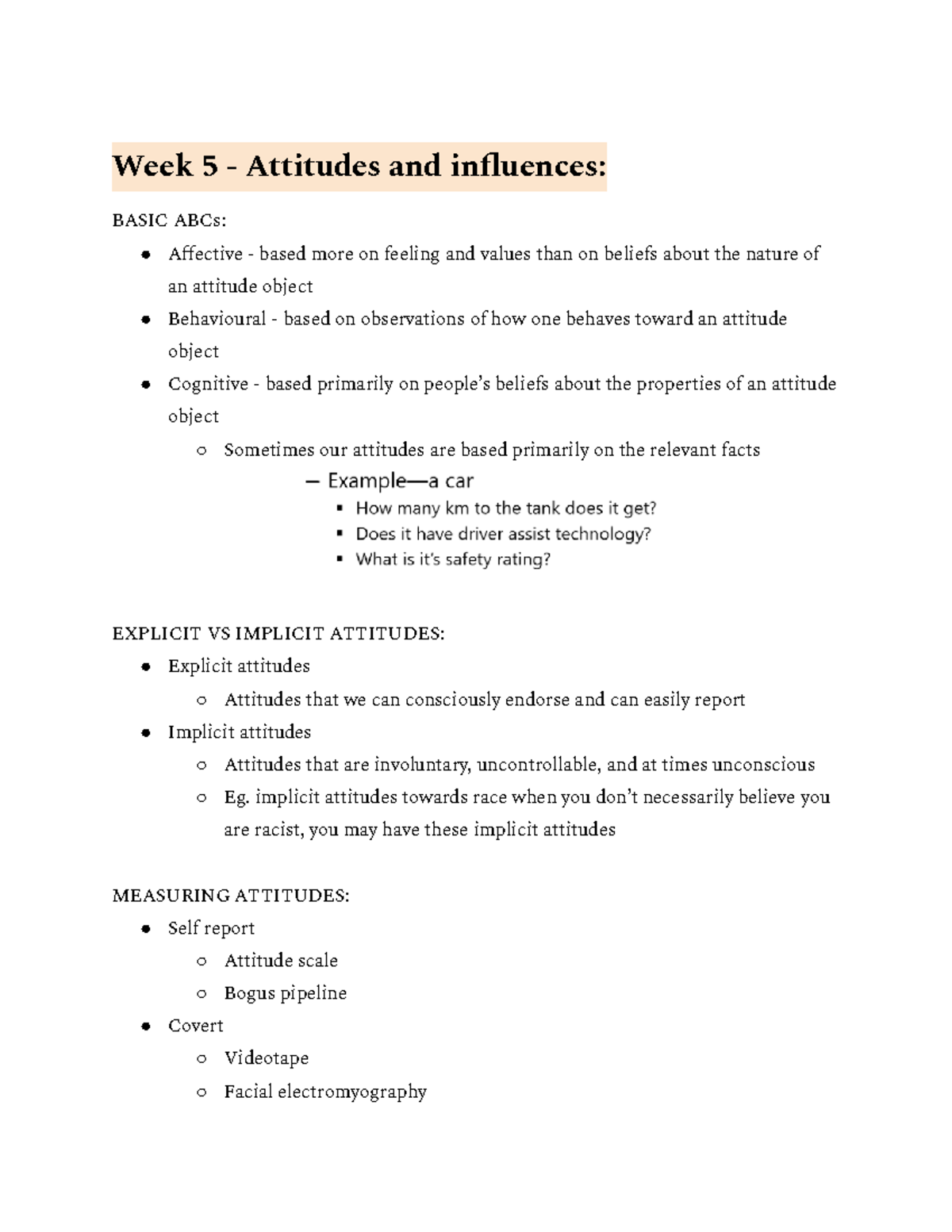 Week 5 - Attitudes and influences - Week 5 - Attitudes and influences ...