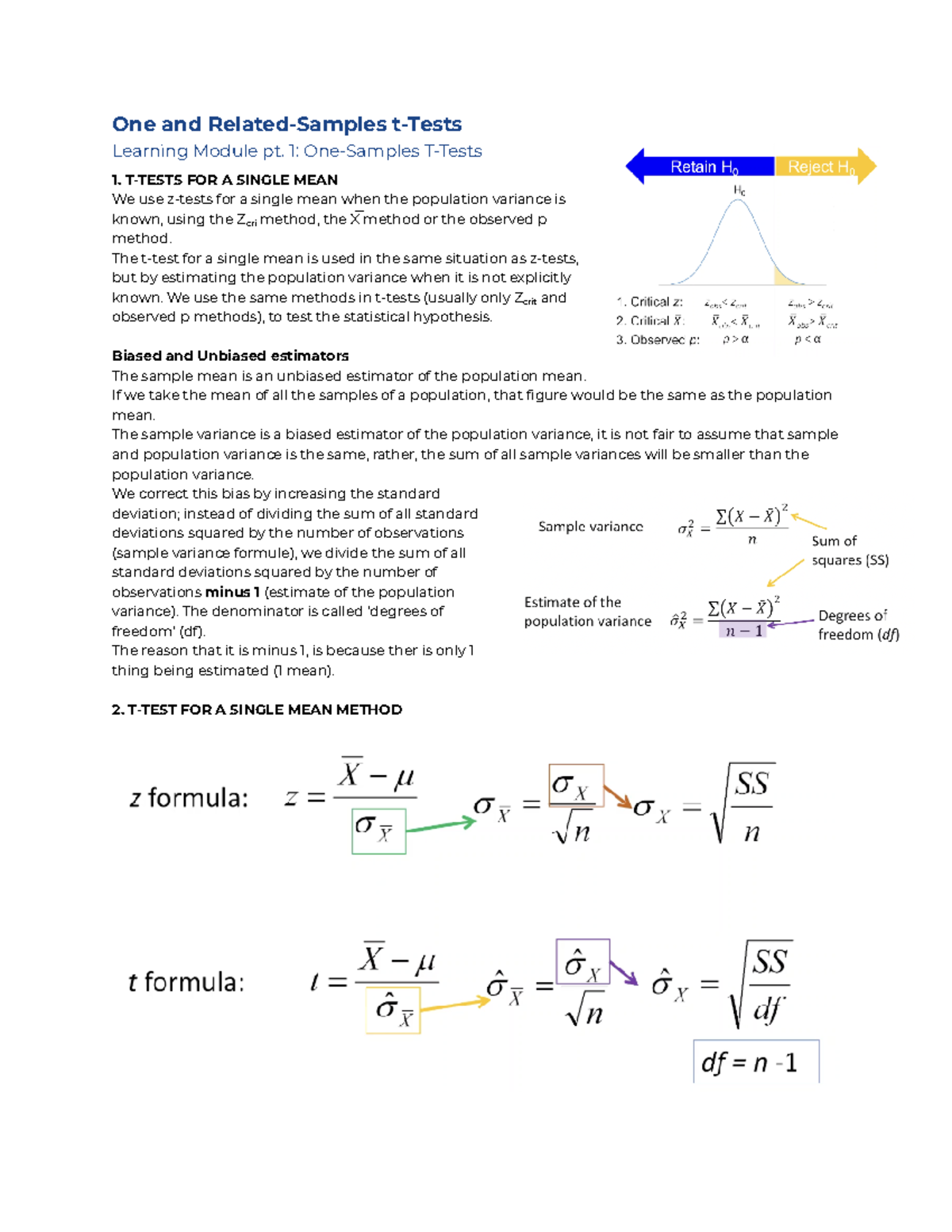 Week 7 - One and Related-Samples t-Tests - One and Related-Samples t ...