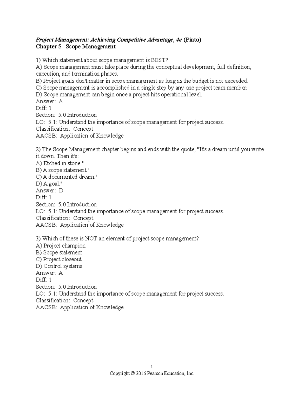 Pinto pm4 tif ch05 - Helpful Questions - Project Management: Achieving ...