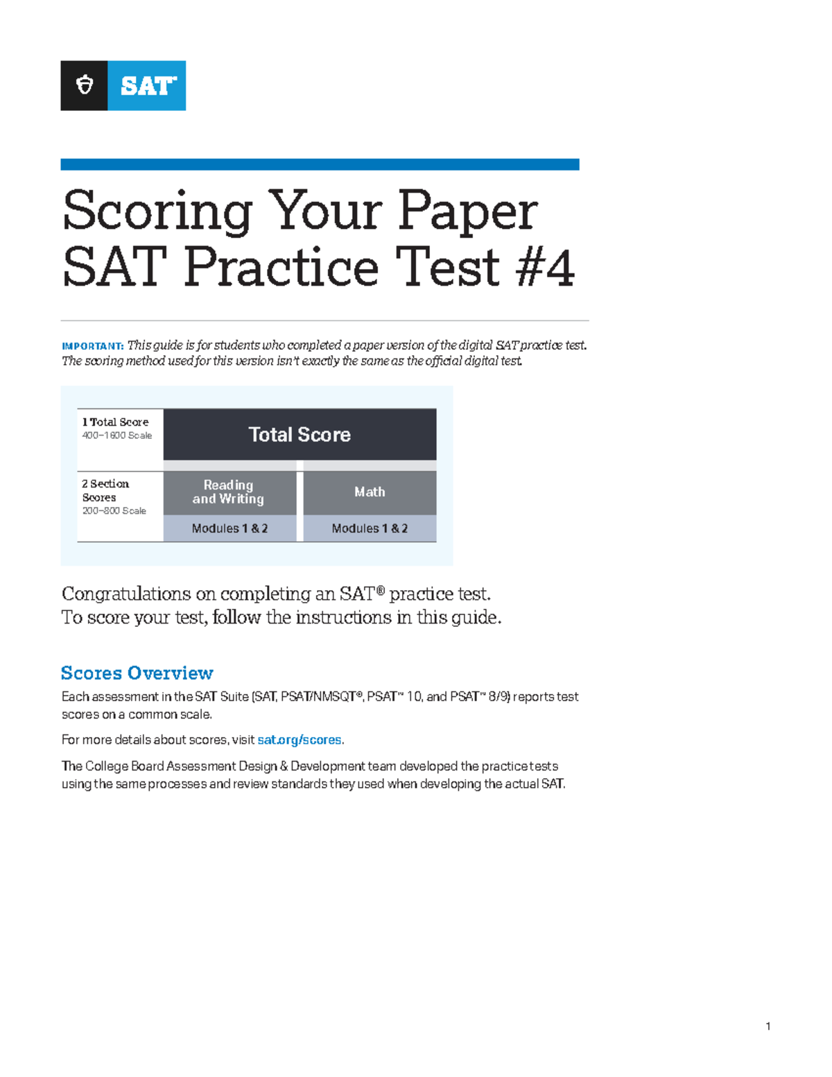 Scoring sat practice test 4 digital - Scoring Your Paper SAT Practice ...