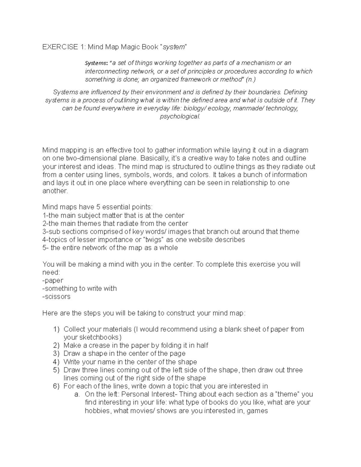 Mind Map Magic Book Exercise - EXERCISE 1: Mind Map Magic Book “system ...