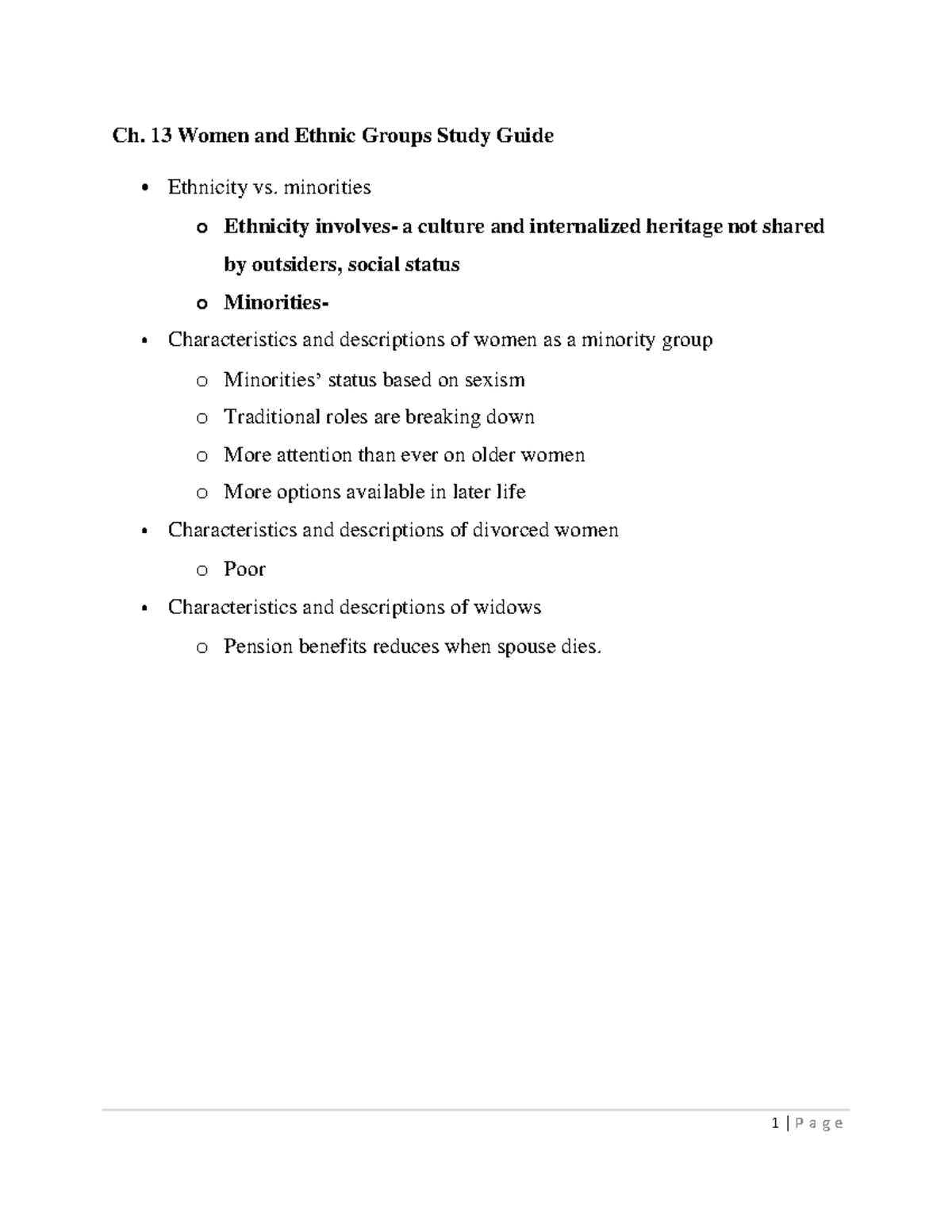 Ch. 13 Women and Ethnic Groups Study Guide - Ch. 13 Women and Ethnic ...