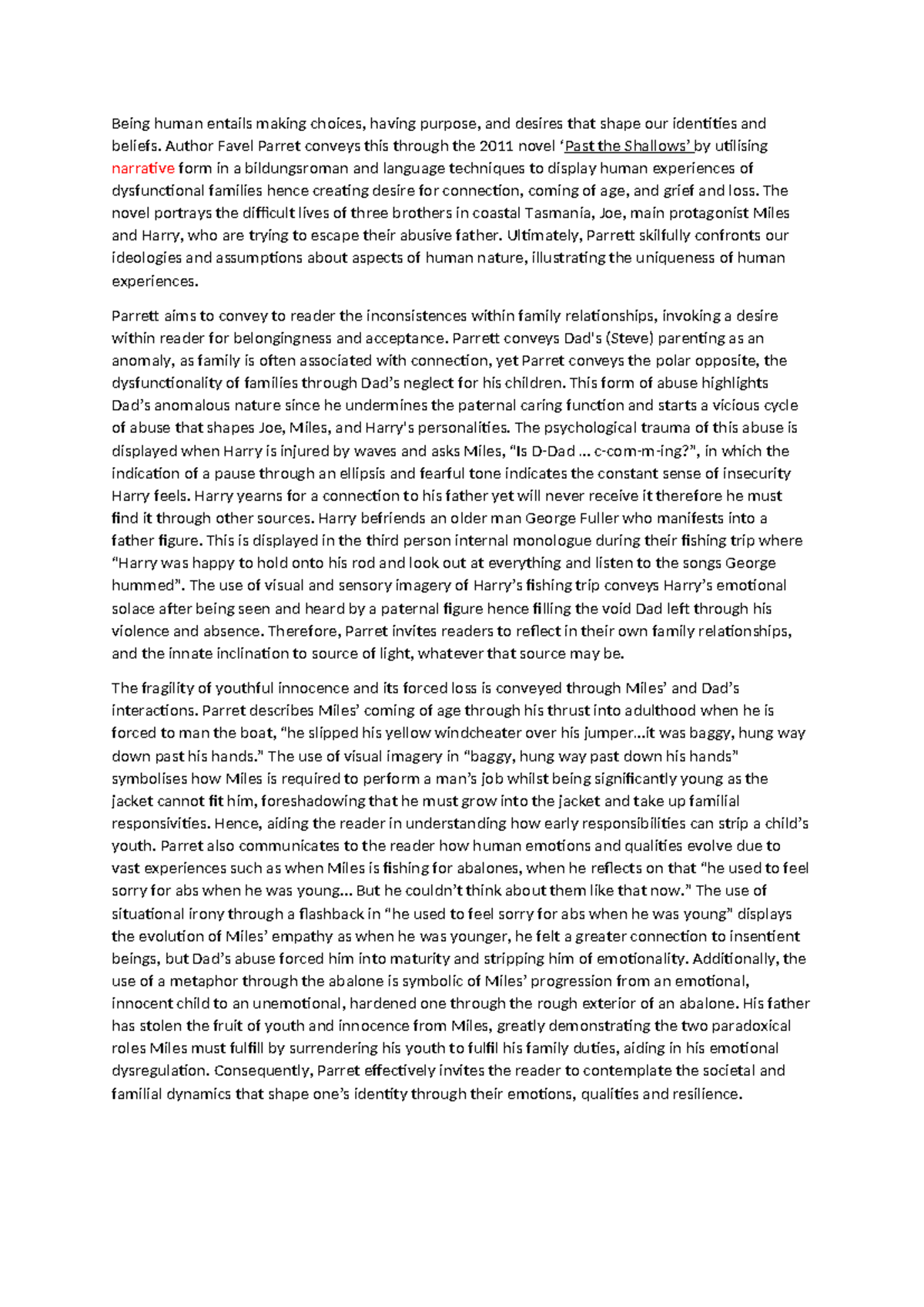 Past the Shallows - Being human entails making choices, having purpose ...