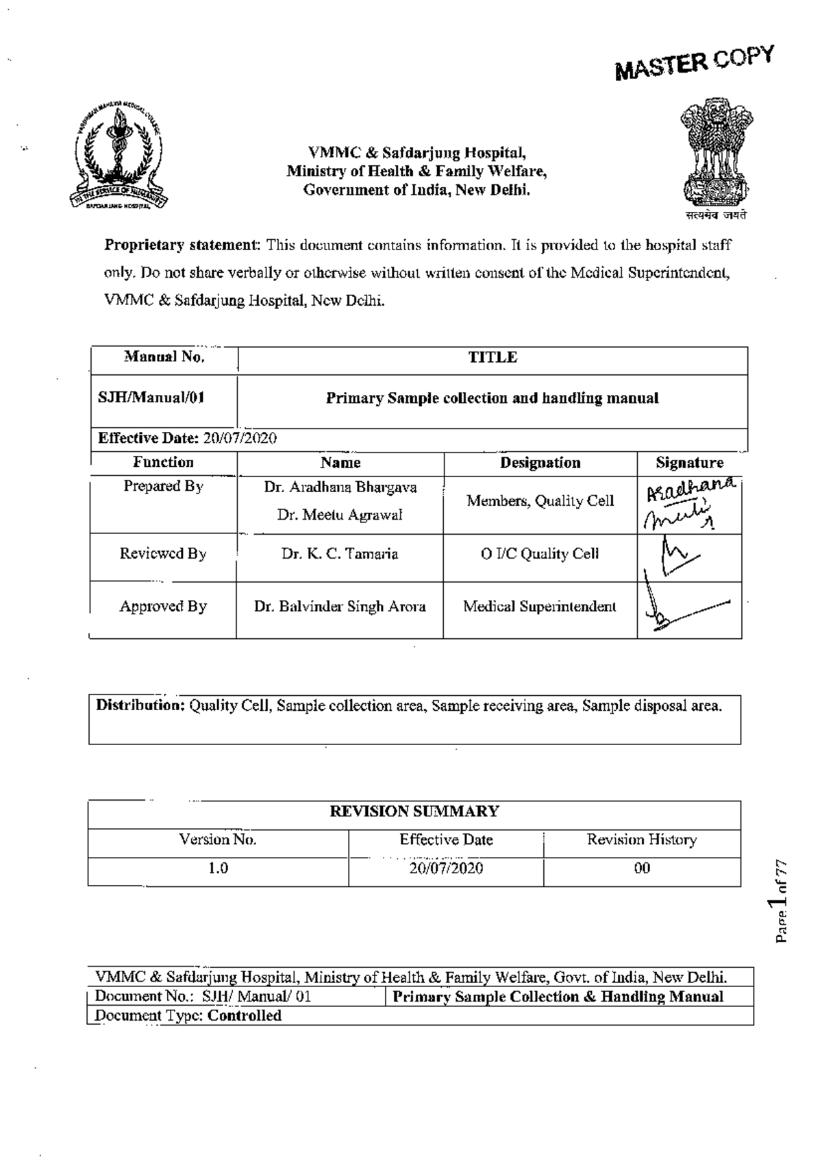 Primary sample collection & Handling Manual - Molecular Biology-I - Studocu