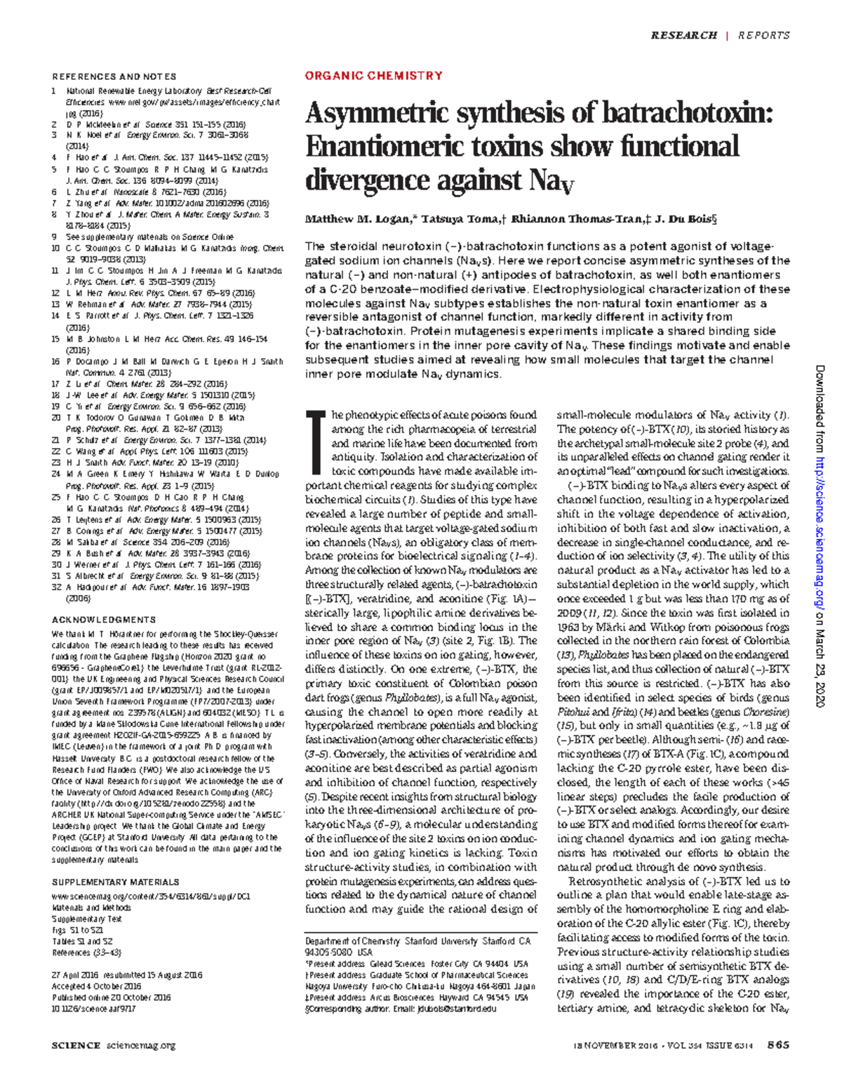 Asymmetricsynthesisof batrachotoxin: Enantiomeric toxins show ...