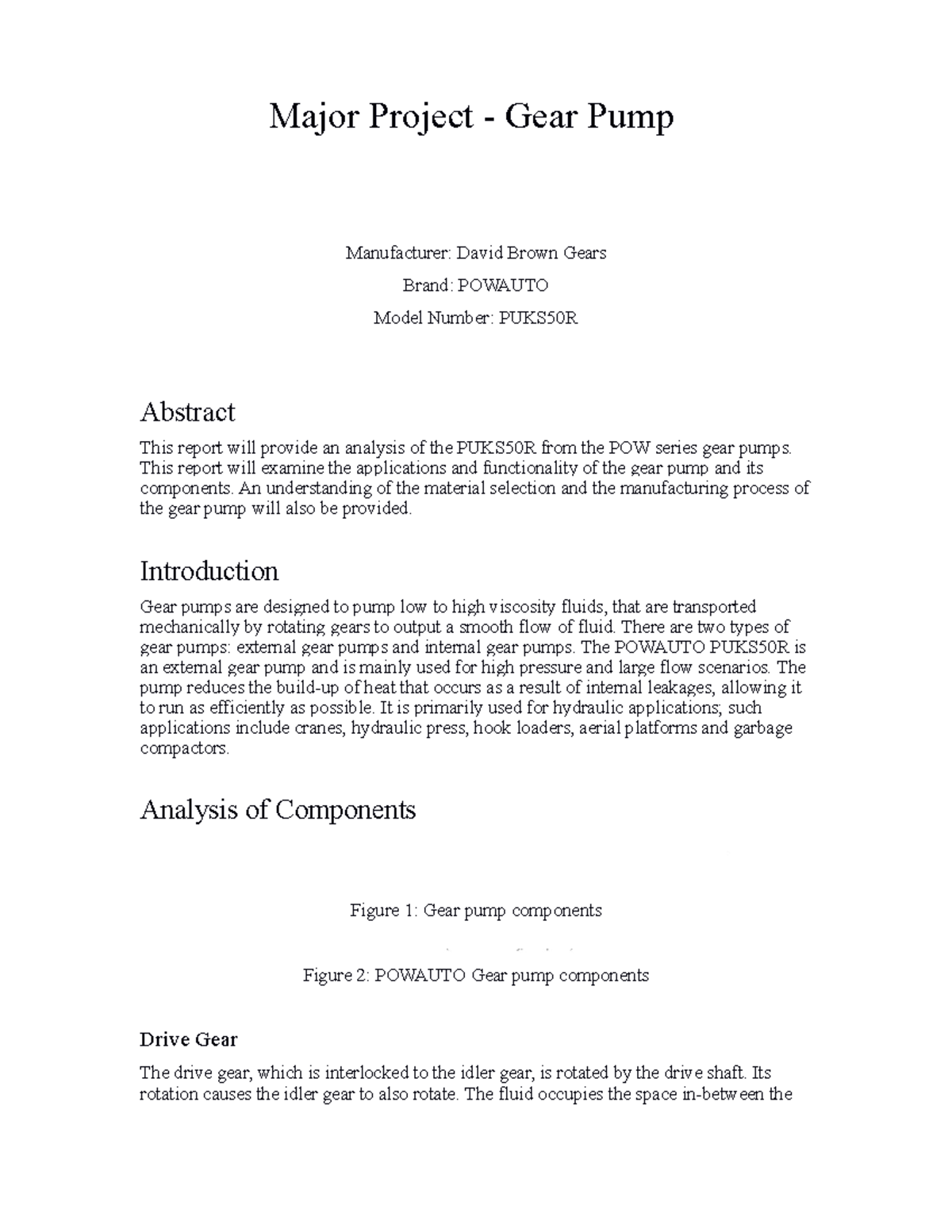 Major Project - Gear Pump 95/100 - Major Project - Gear Pump ...