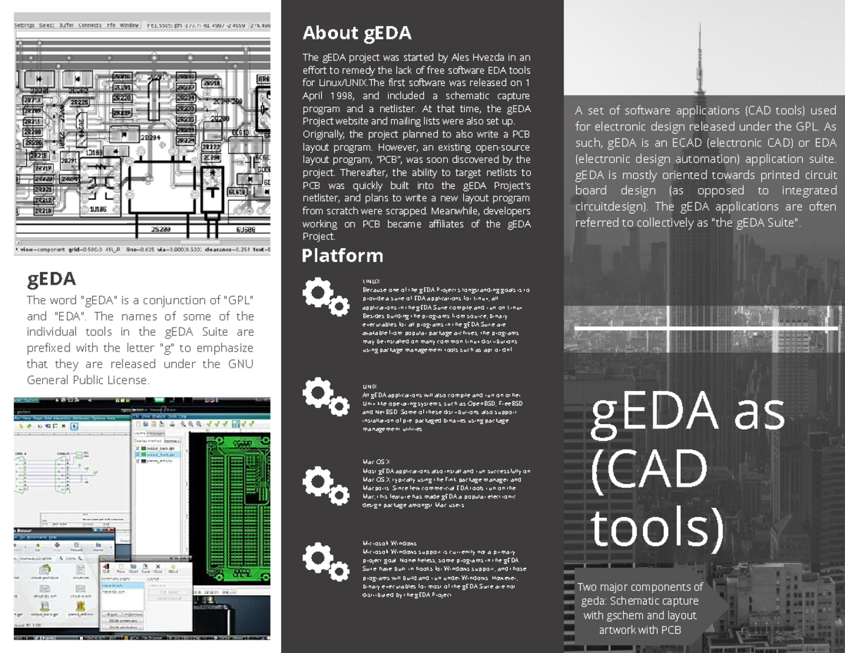Dizon- CAD TOOL(g EDA) - N/A - gEDA as (CAD tools) About gEDA ####### The gEDA project was ...