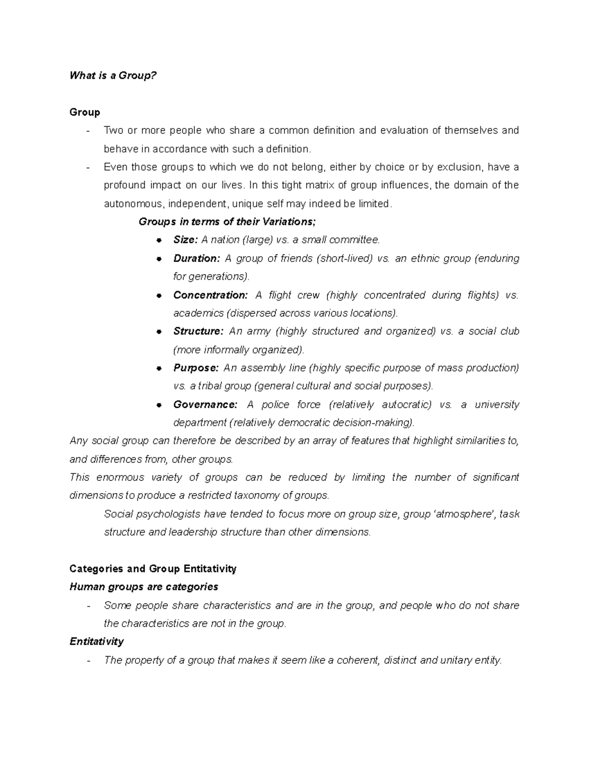 What is a Group - Summary Social Psychology - What is a Group? Group ...