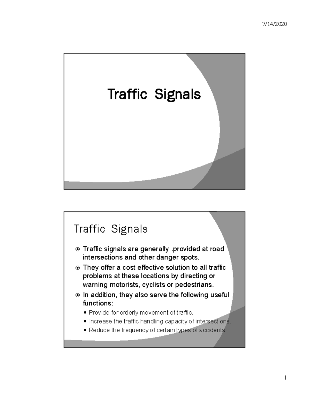 4. Traffic Signals - courses - Traffic Signals Traffic Signals Traffic ...