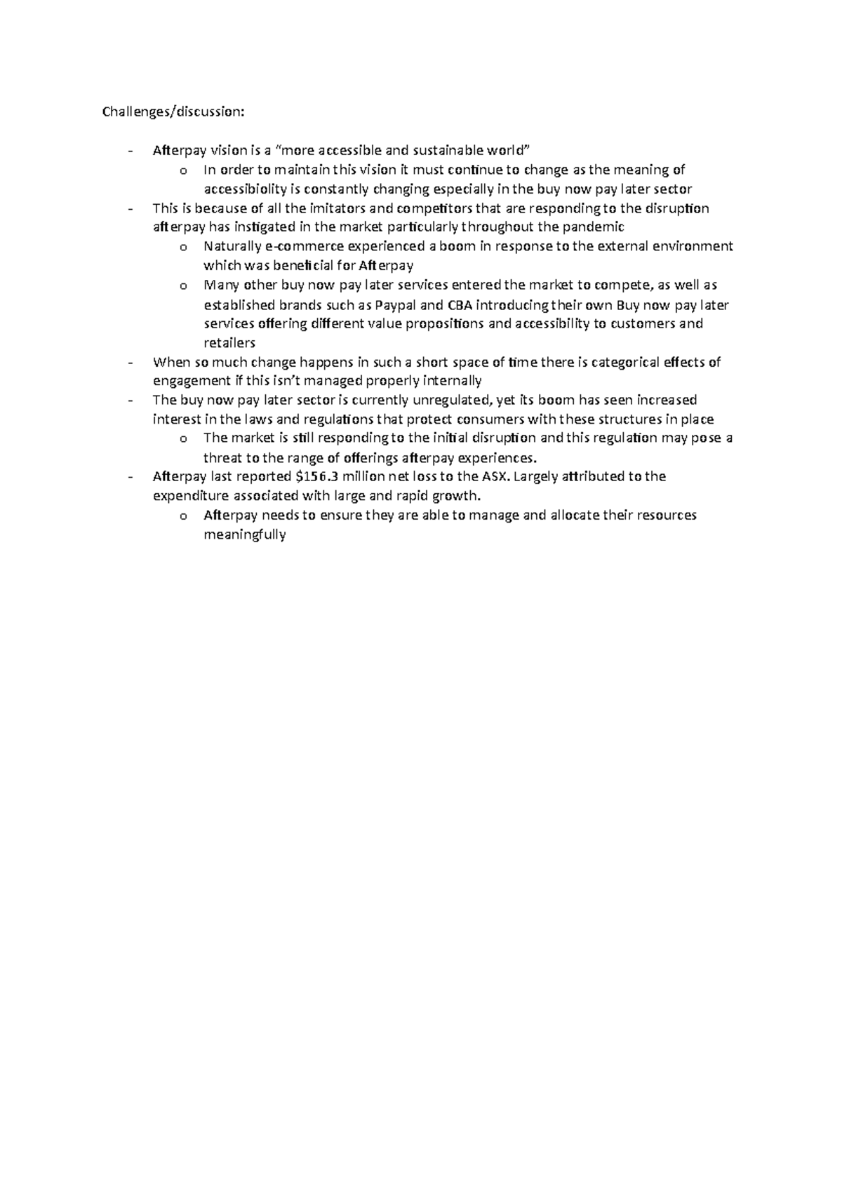 Points on afterpay for assignment - Challenges/discussion: Afterpay ...