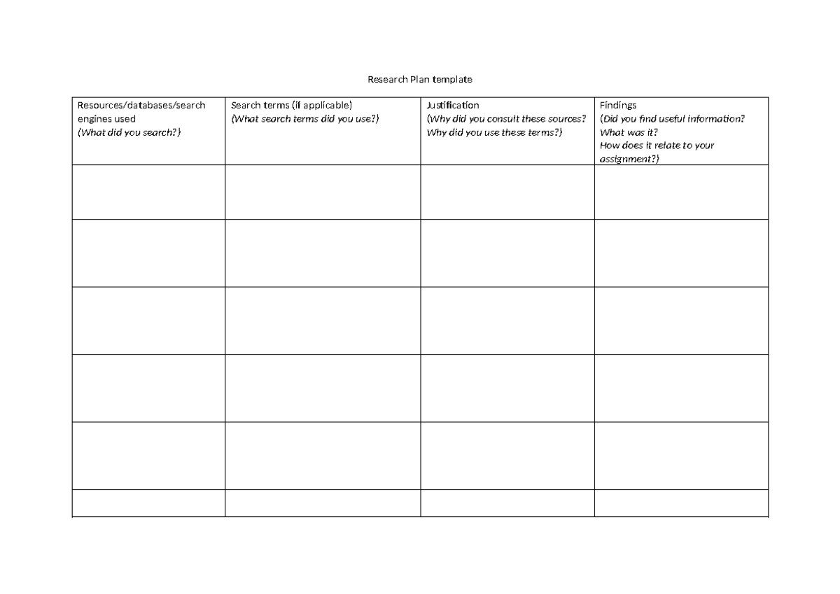 Research Plan template - 200978 - Research Plan template Resources ...