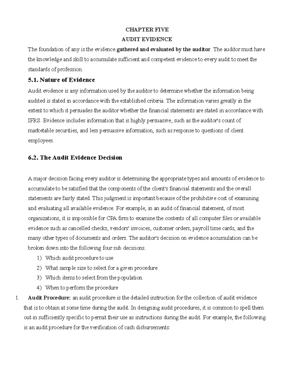 Chapter FIVE-1 - Auditing ch 5 note internal control - CHAPTER FIVE ...
