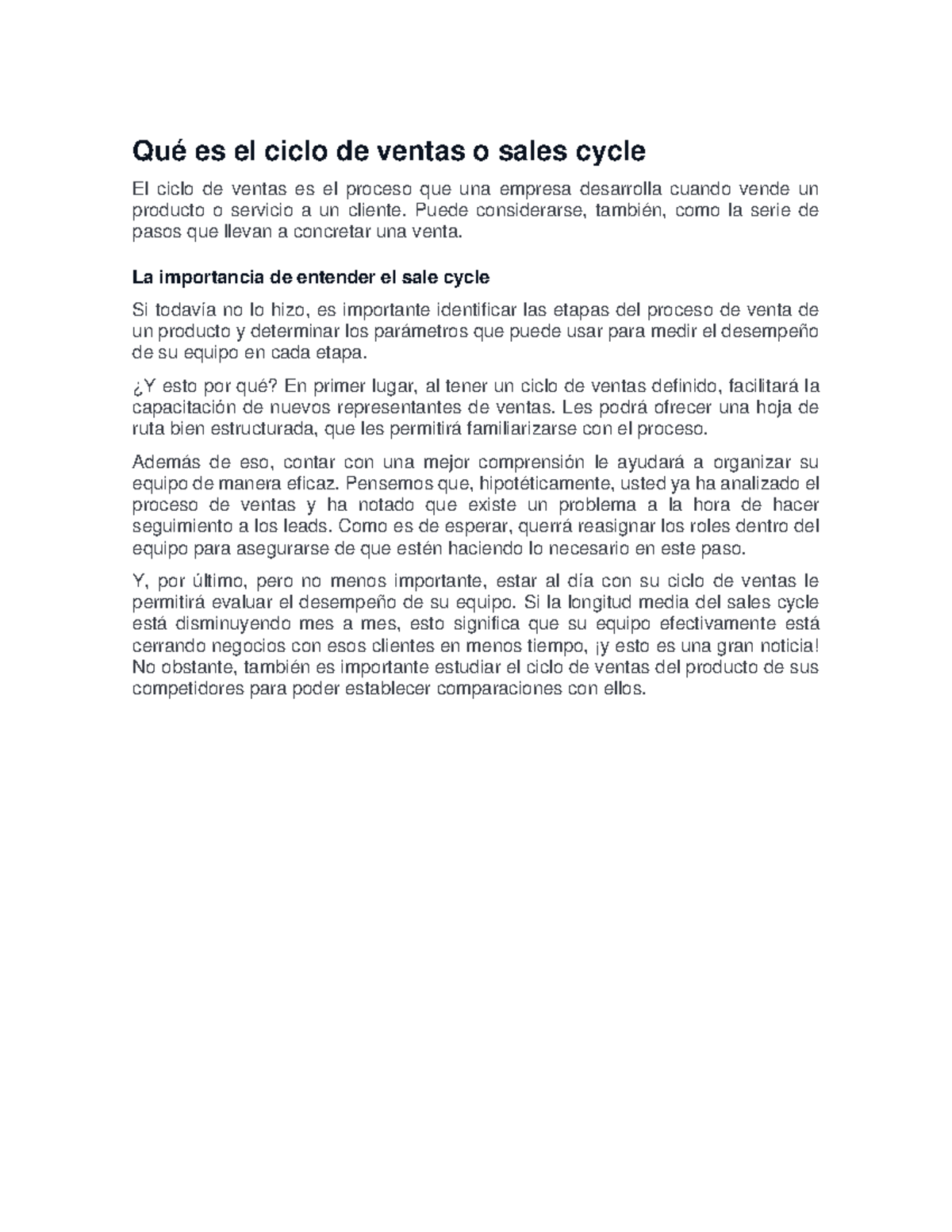 Qué es el ciclo de ventas o sales cycle - Puede considerarse, también ...