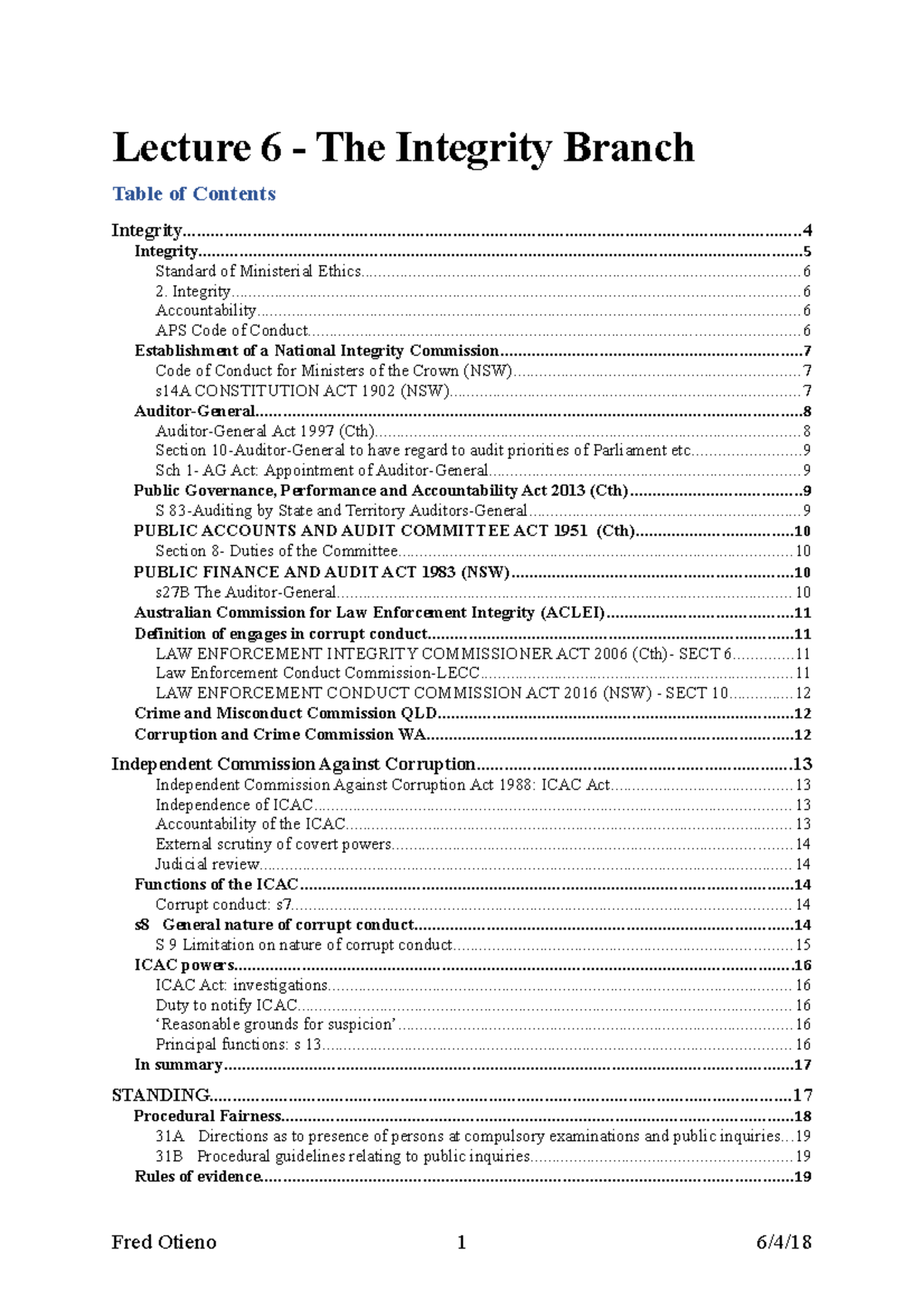 Lecture 6 The Integrity Branch - Lecture 6 - The Integrity Branch - Studocu