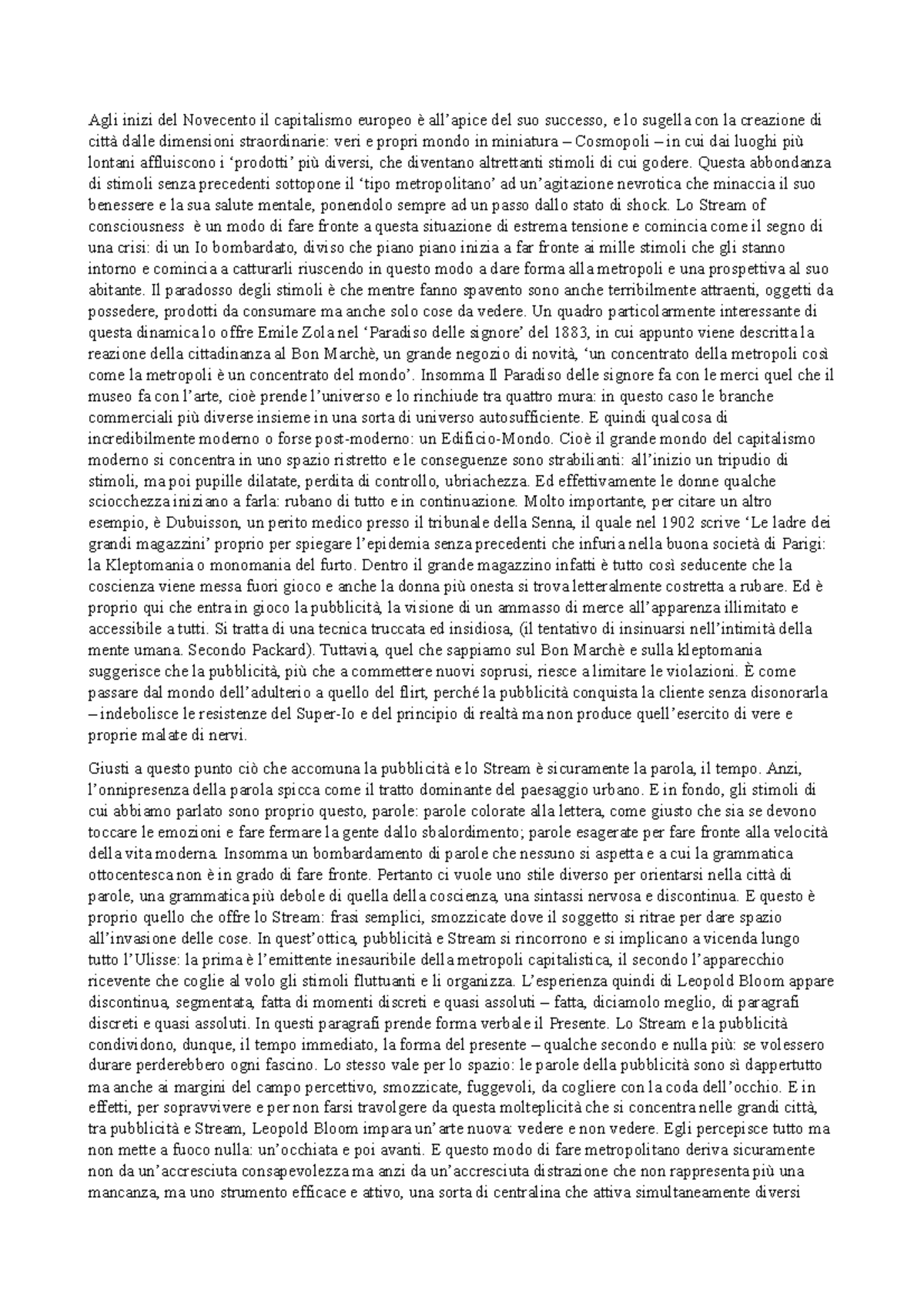 Joyce - Cos'è lo stream of co e polifonia - Agli inizi del Novecento il ...