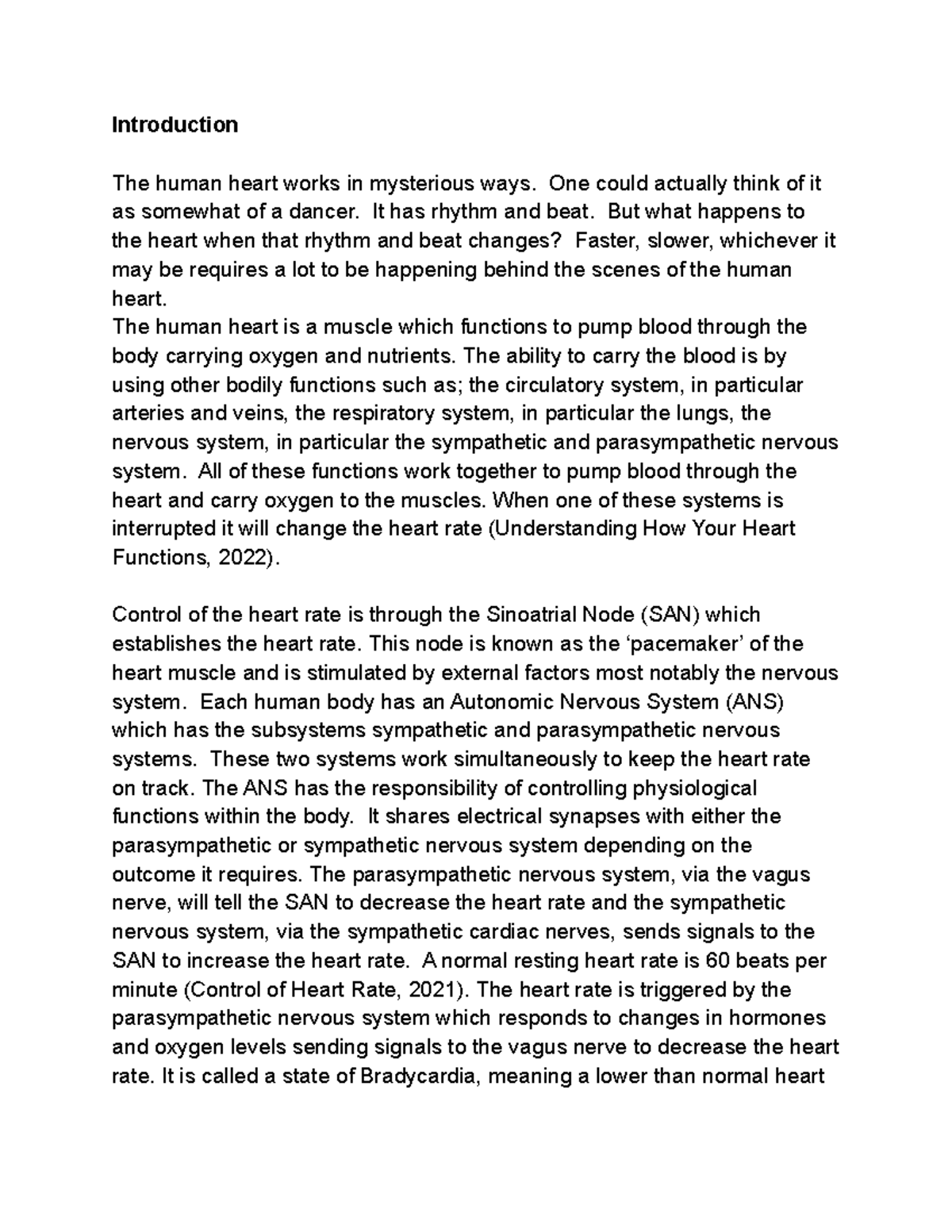Introduction to Heart Rate Lab - Introduction The human heart works in ...