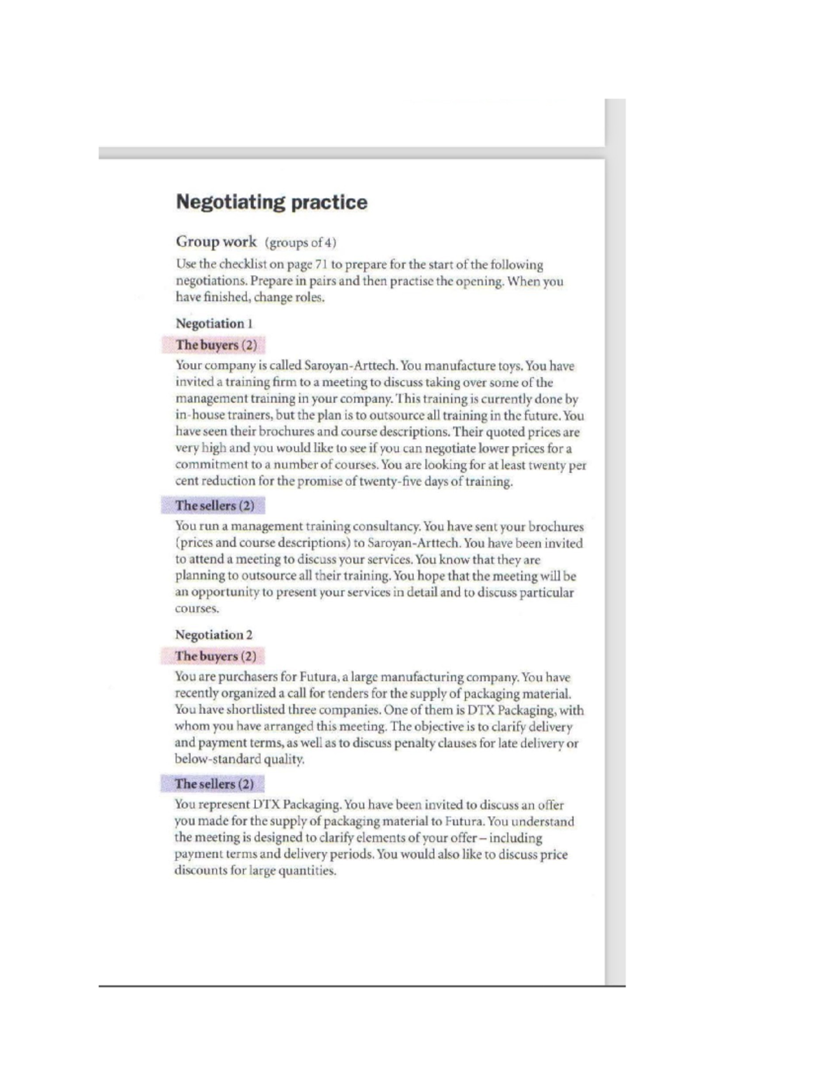 Task for negotiation - Negotiation Skill - Studocu