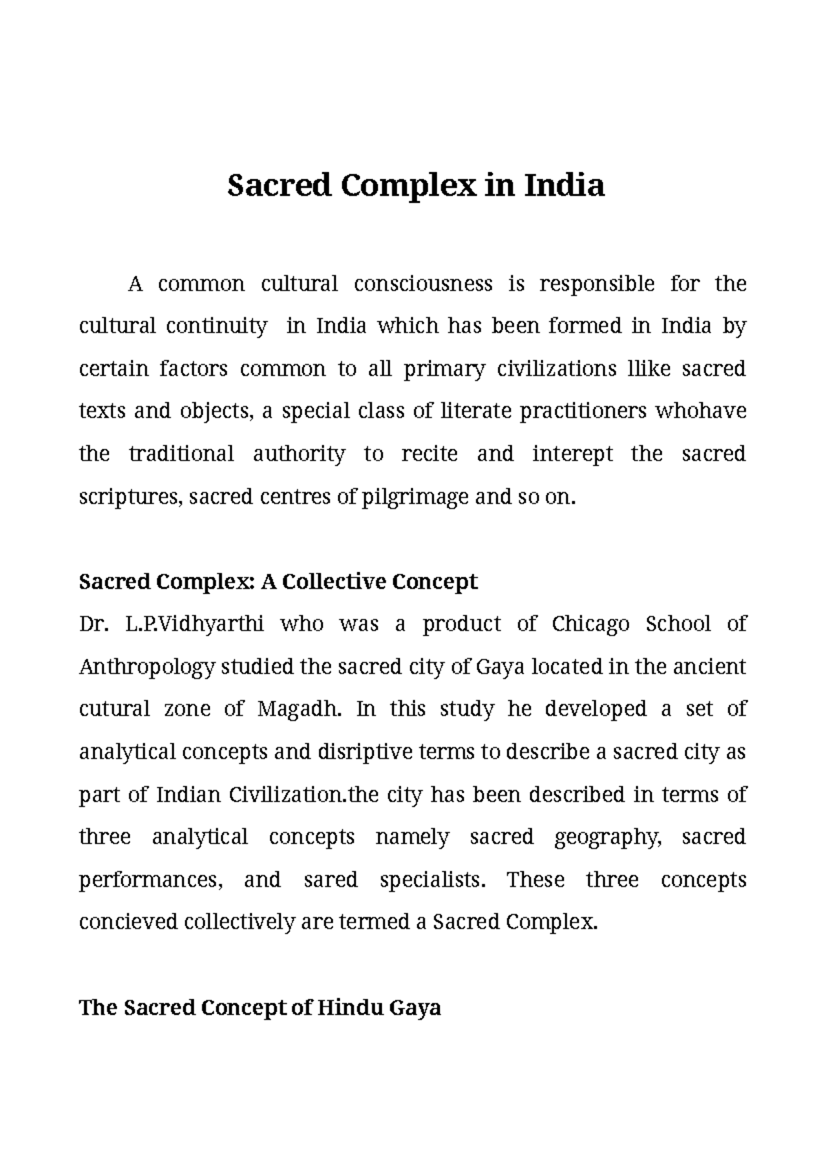 Sacred Complex in India - Sacred Complex: A Collective Concept Dr. L.P ...
