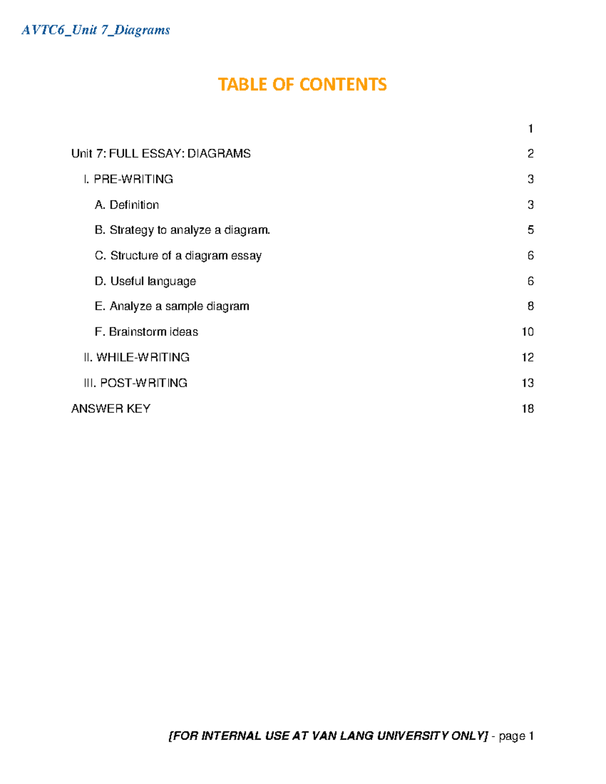 [Official] AVTC6 - Unit 7 - Diagram - Full essay - TABLE OF CONTENTS ...